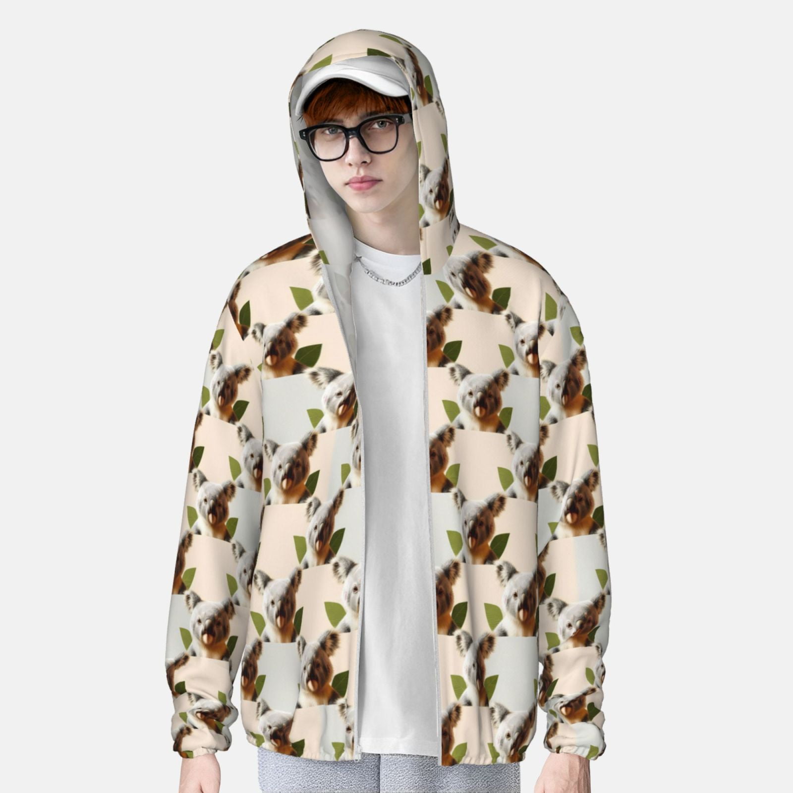 Sun Protection Zip Up Hoodie Jacket, Art cute koala Lightweight Long ...