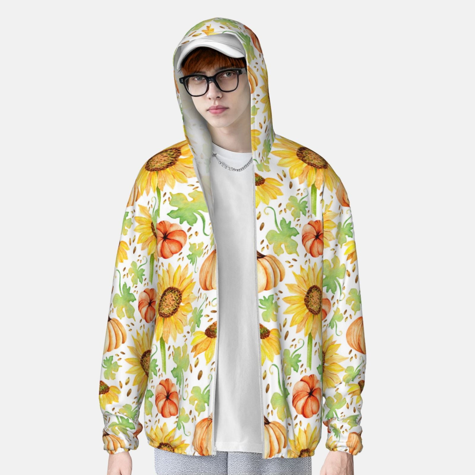 Sun Protection Zip Up Hoodie Jacket, Autumn Theme Lightweight Long ...