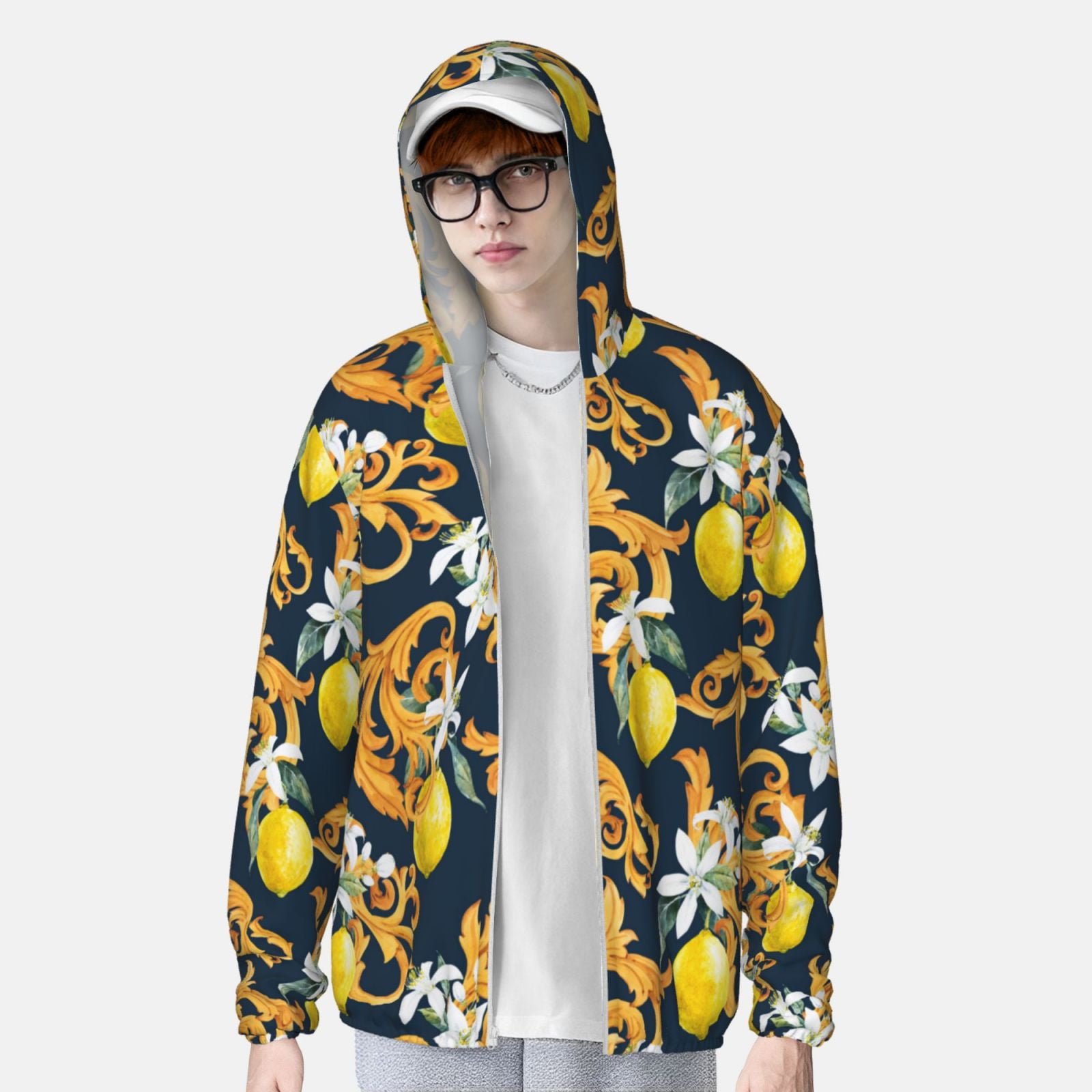 Sun Protection Zip Up Hoodie Jacket, Sicilian style golden lemon ...