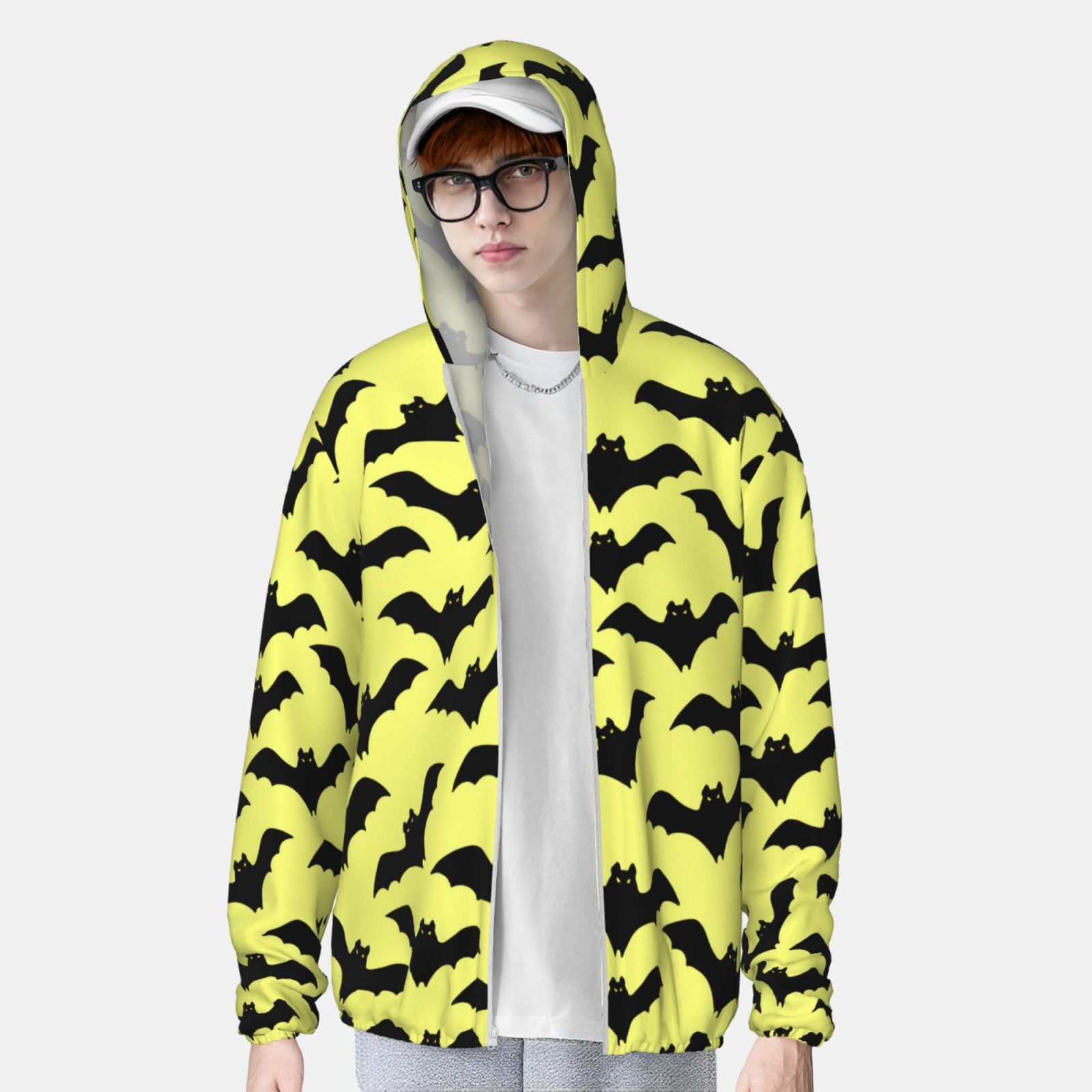 Sun Protection Zip Up Hoodie Jacket, funny cartoon bats Halloween ...