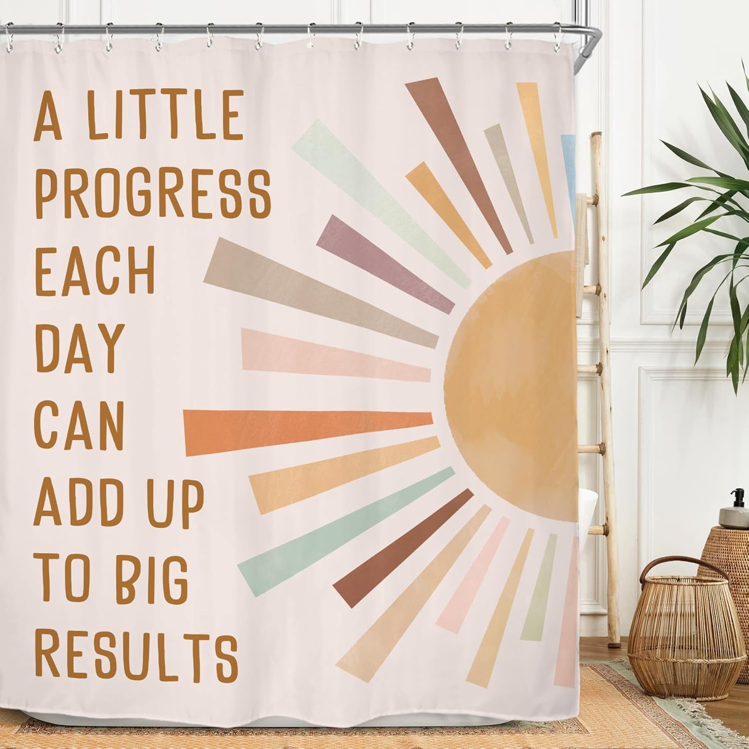 Sun Quotes Kids Shower Curtain Set Inspirational Motivational Positive ...