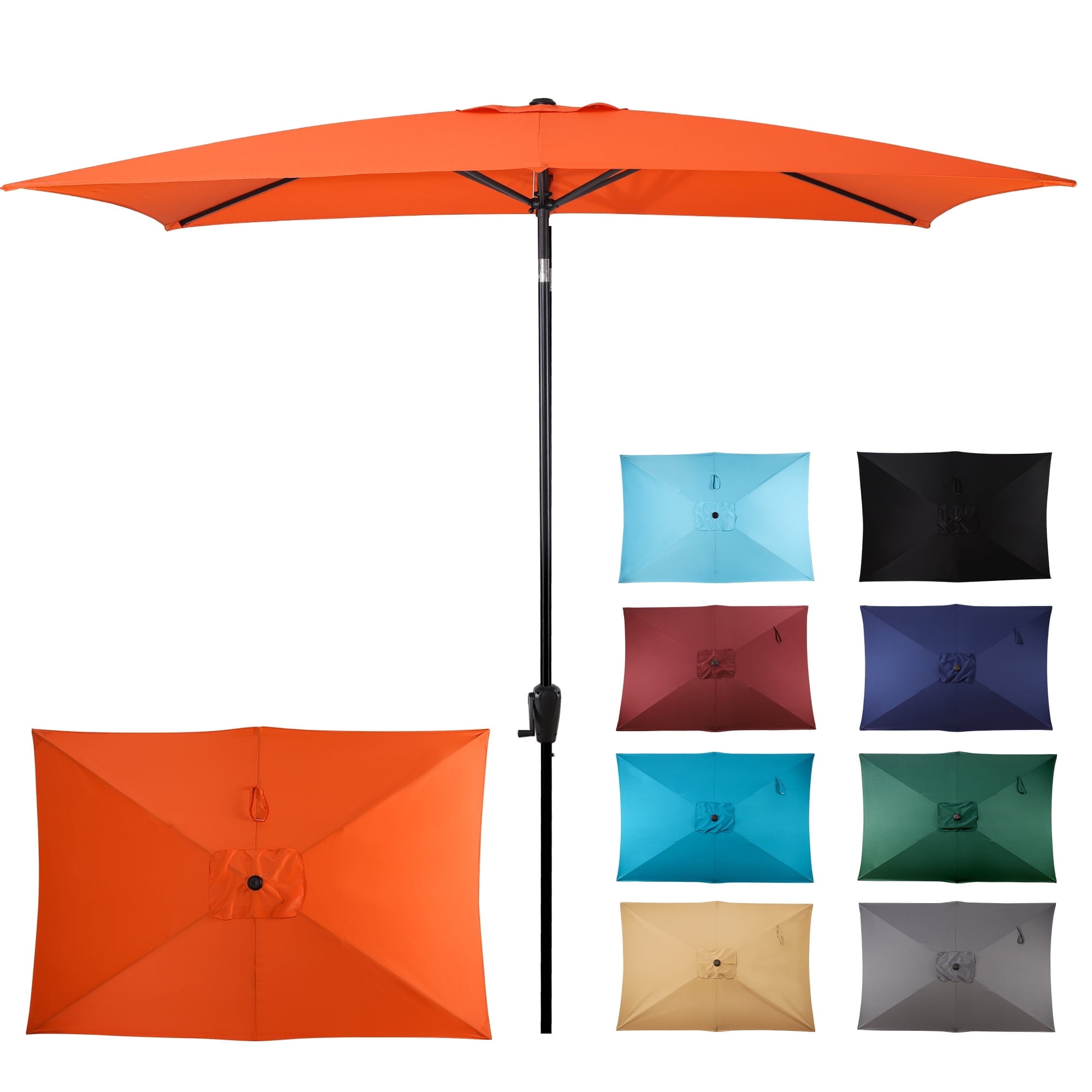Sun-Ray 6.6x10 FT Rectangular Patio Umbrella with Push-Button Tilt and Hand Crank Canopy Lift ...