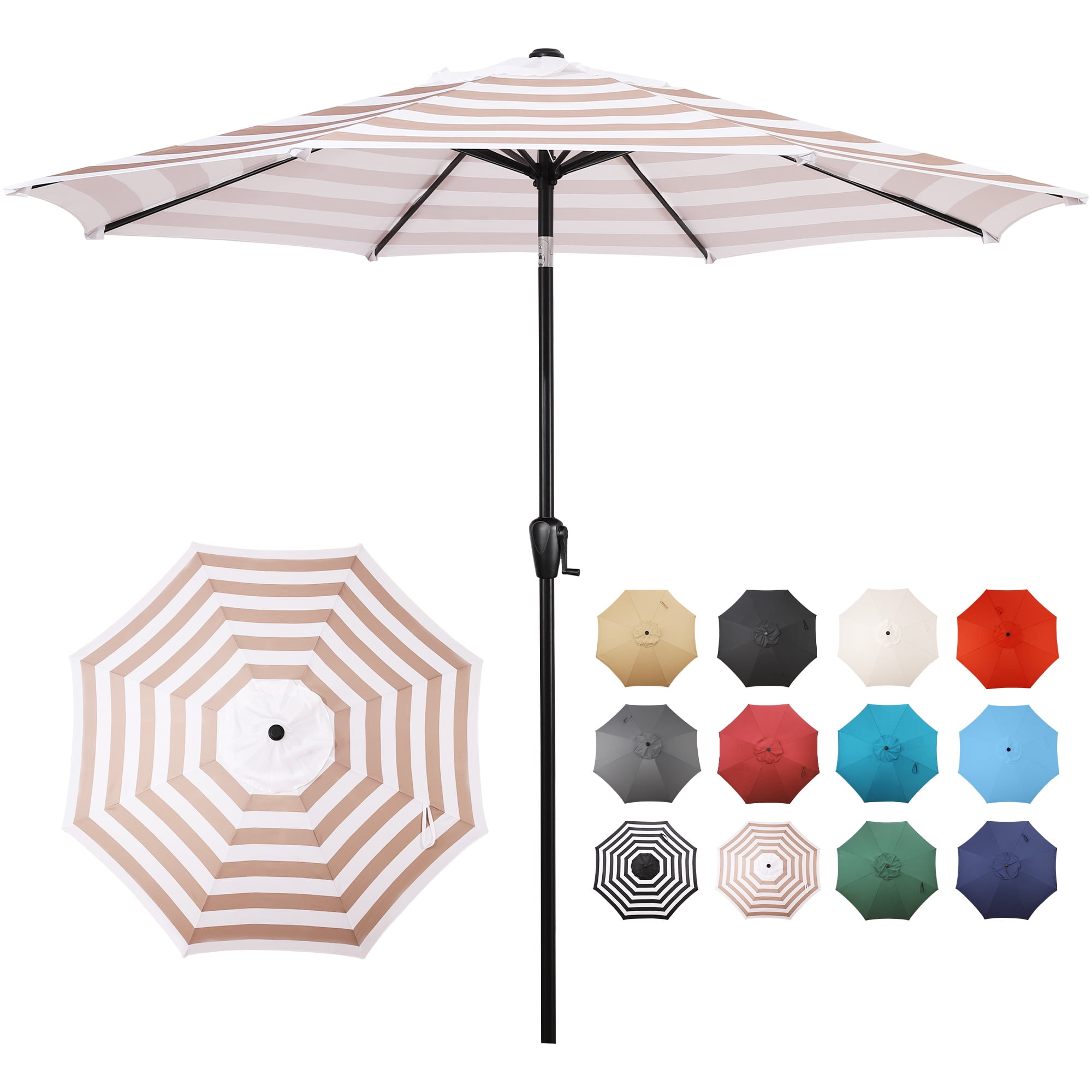 Sun-Ray 9' Patio Umbrella, Push Button Tilt and Crank, UV Protection ...