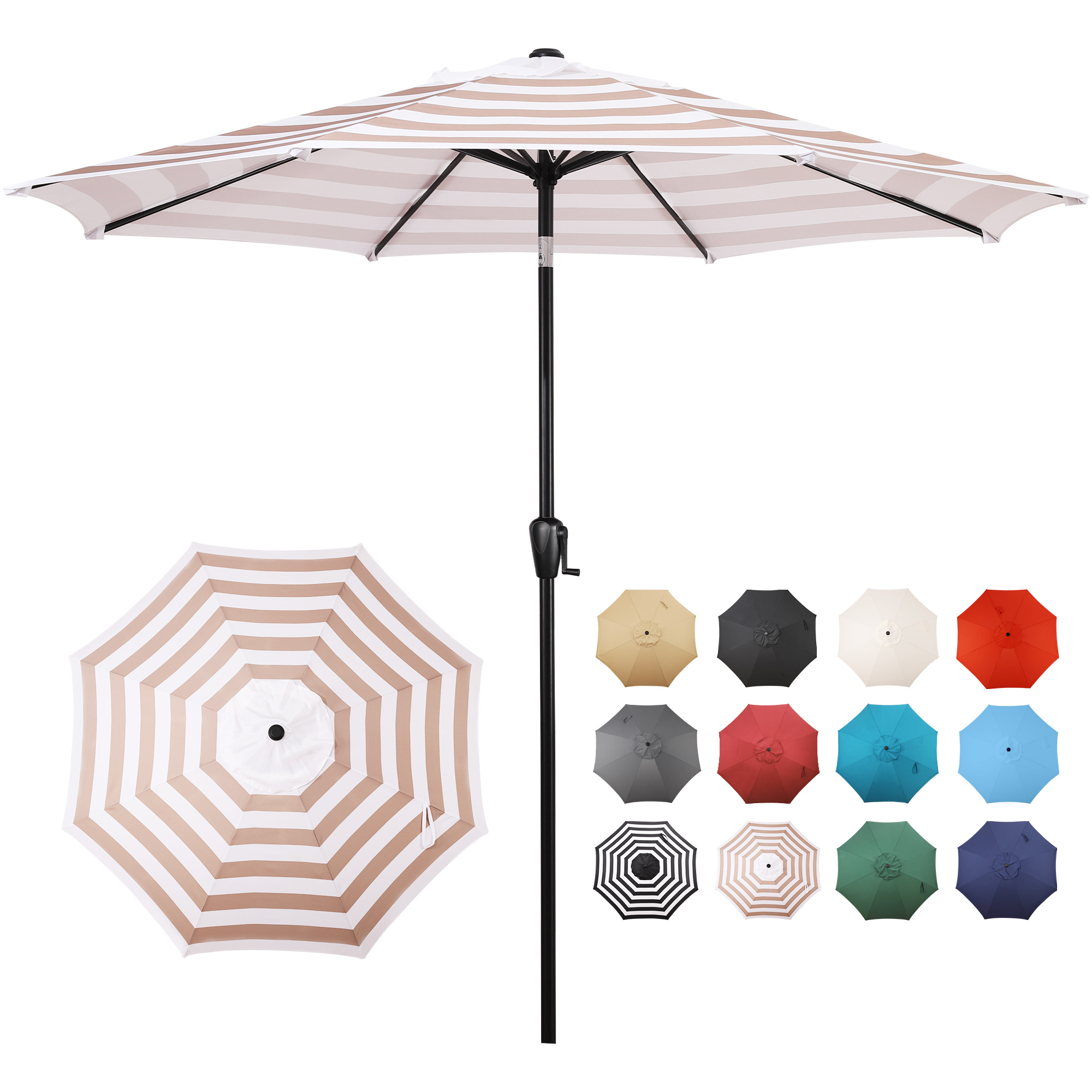 DestinationGear Italian 6' Umbrella Acrylic Stripes Steel Grey and ...