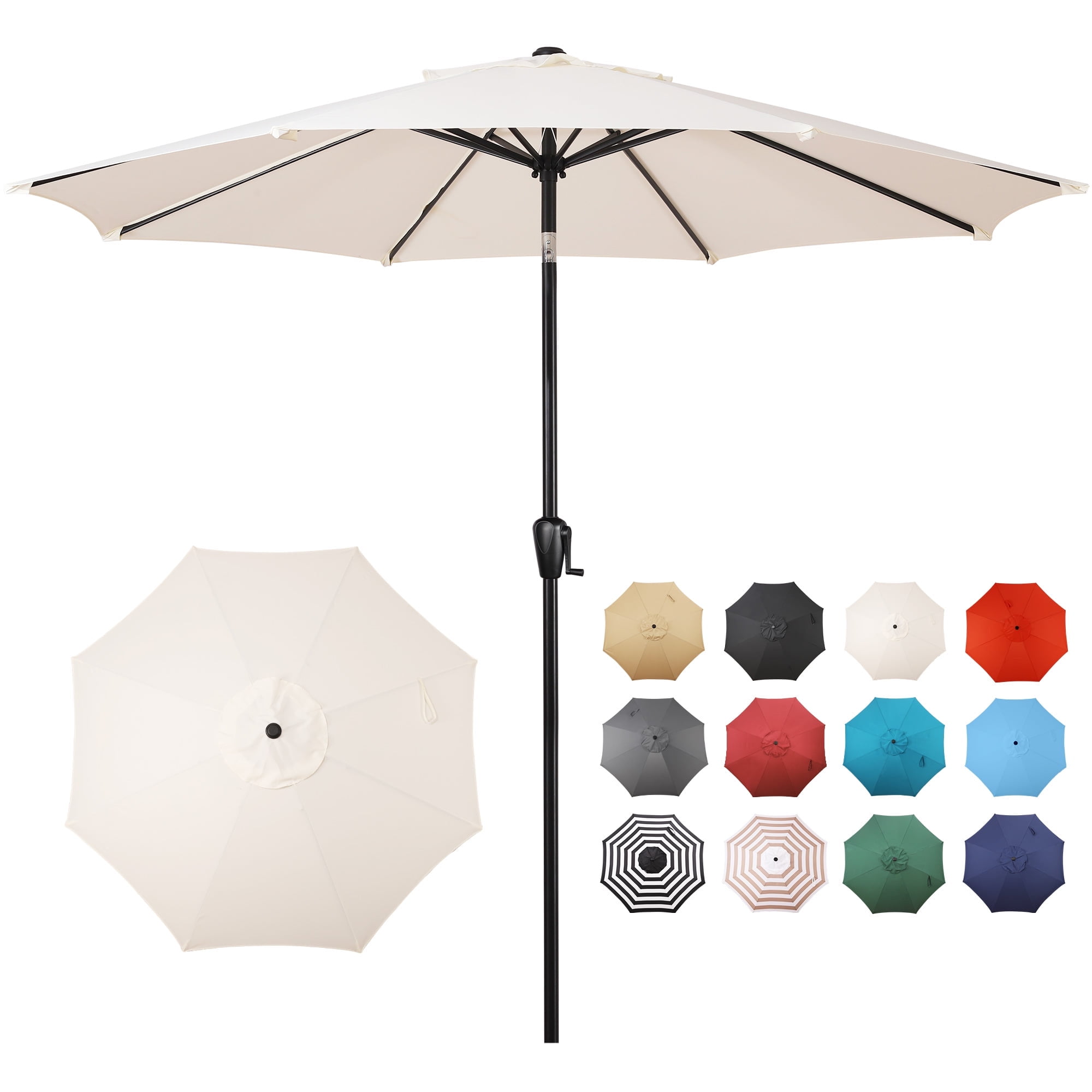 Sun-Ray 9 FT Patio Umbrella with Push Button Tilt, Crank, UV Protection ...