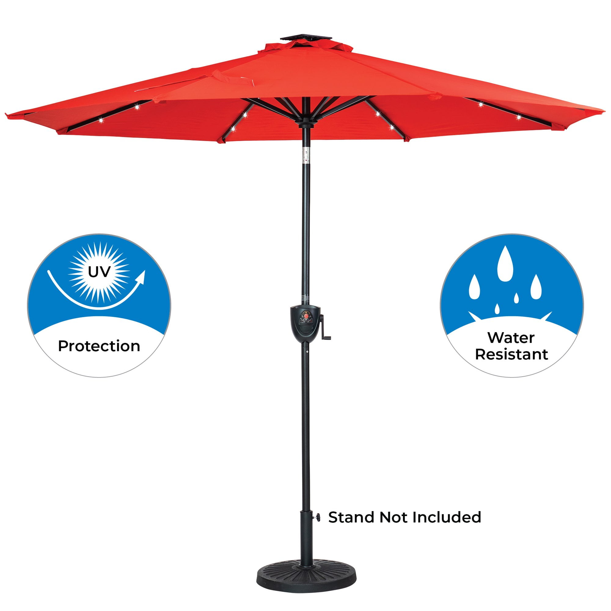 Sun-Ray 9' Round 8-Rib Aluminum Bluetooth Solar Lighted Umbrella in ...