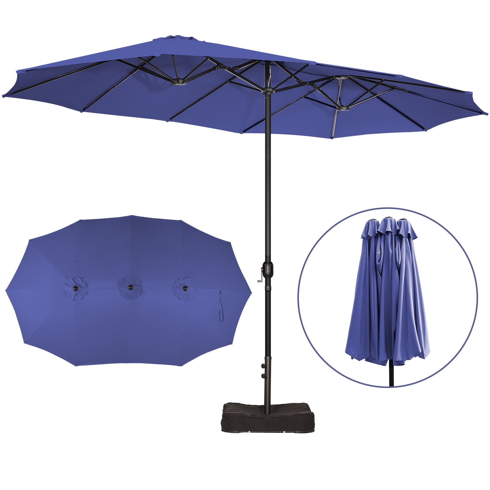 Sun-Ray 9'x15' Steel Triple Canopy Umbrella, Navy - Outdoor Patio ...