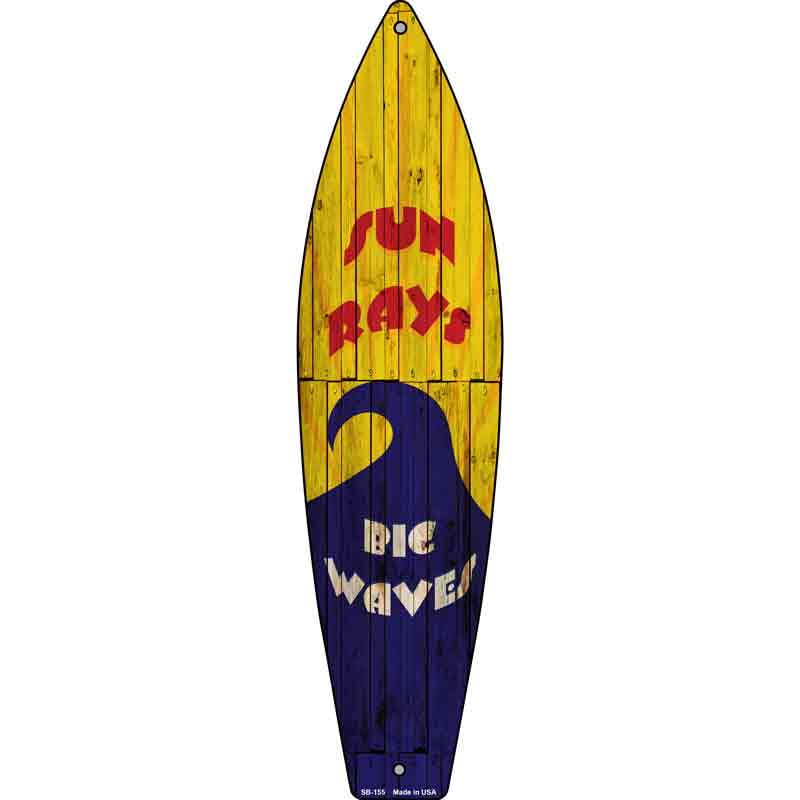 Sun Rays Big Waves Novelty Metal Surfboard Sign 8" x 2" Magnet (MSB ...