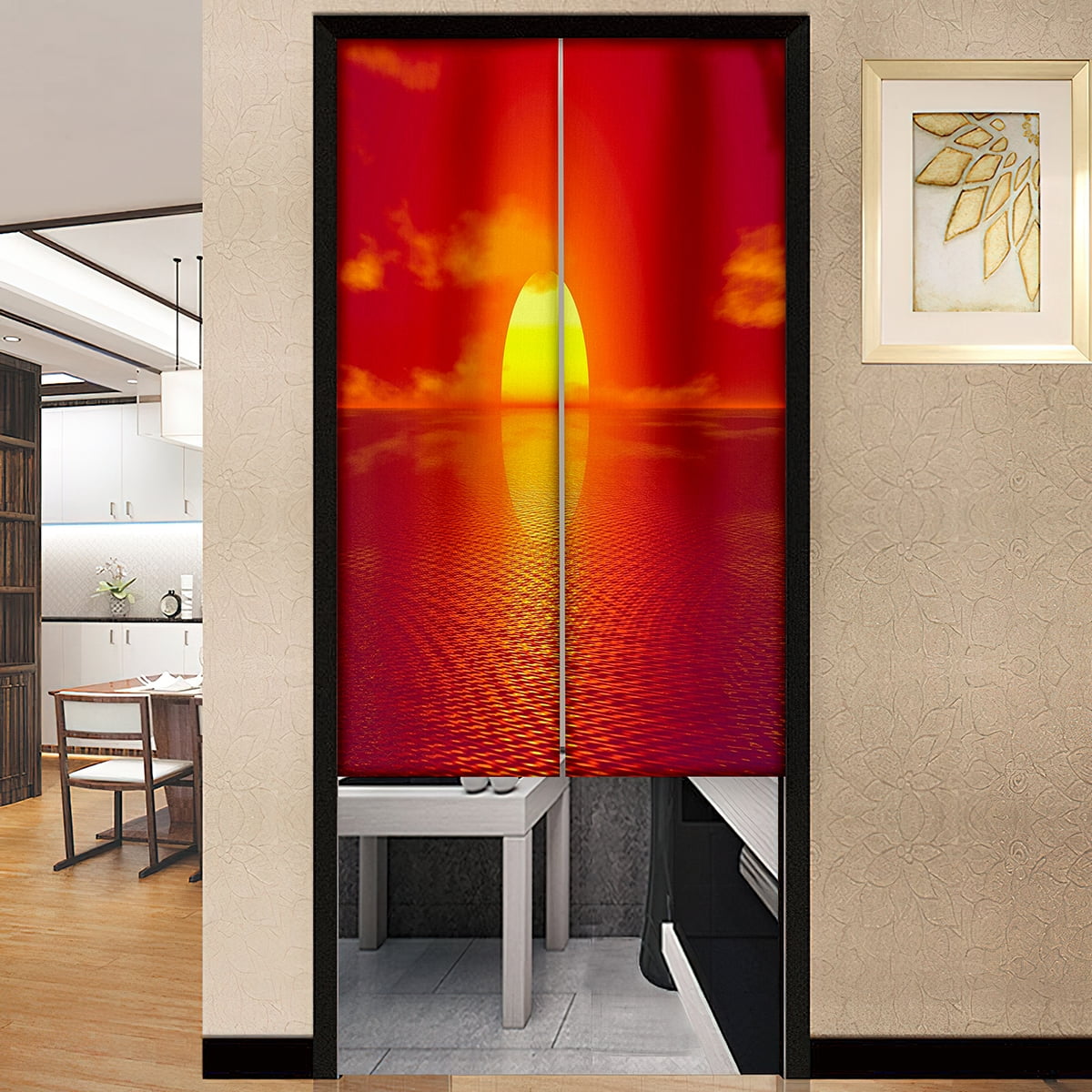 Sun Rays Clouds Mountain Peaks Japanese Door Curtain Kitchen Partition ...
