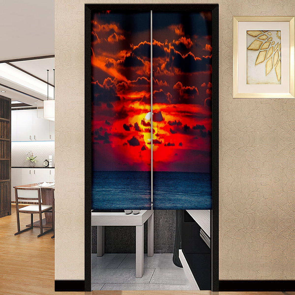 Sun Rays Clouds Mountain Peaks Japanese Door Curtain Kitchen Partition ...