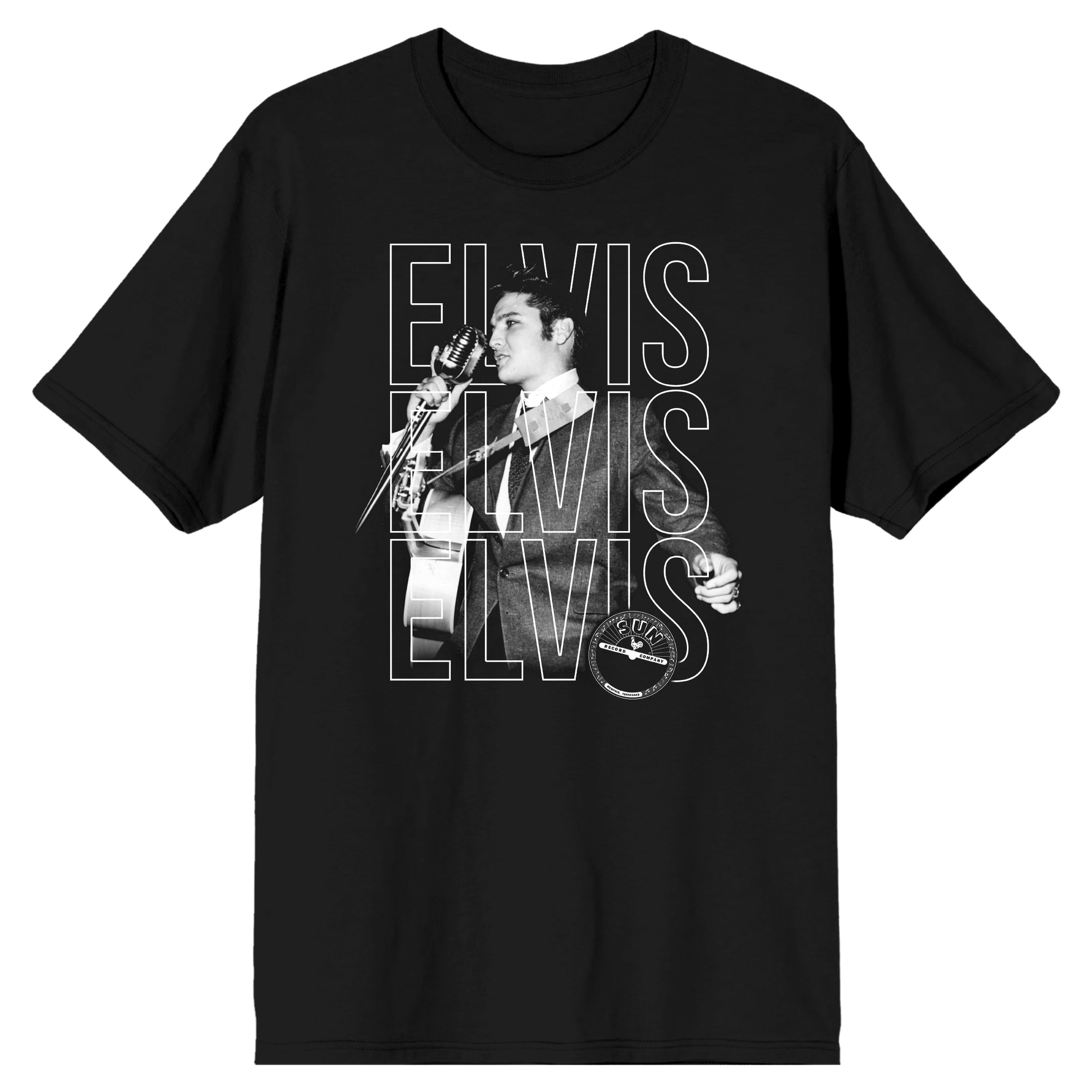 Sun Records Elvis Presley Repeat Name Crew Neck Short Sleeve Men's ...