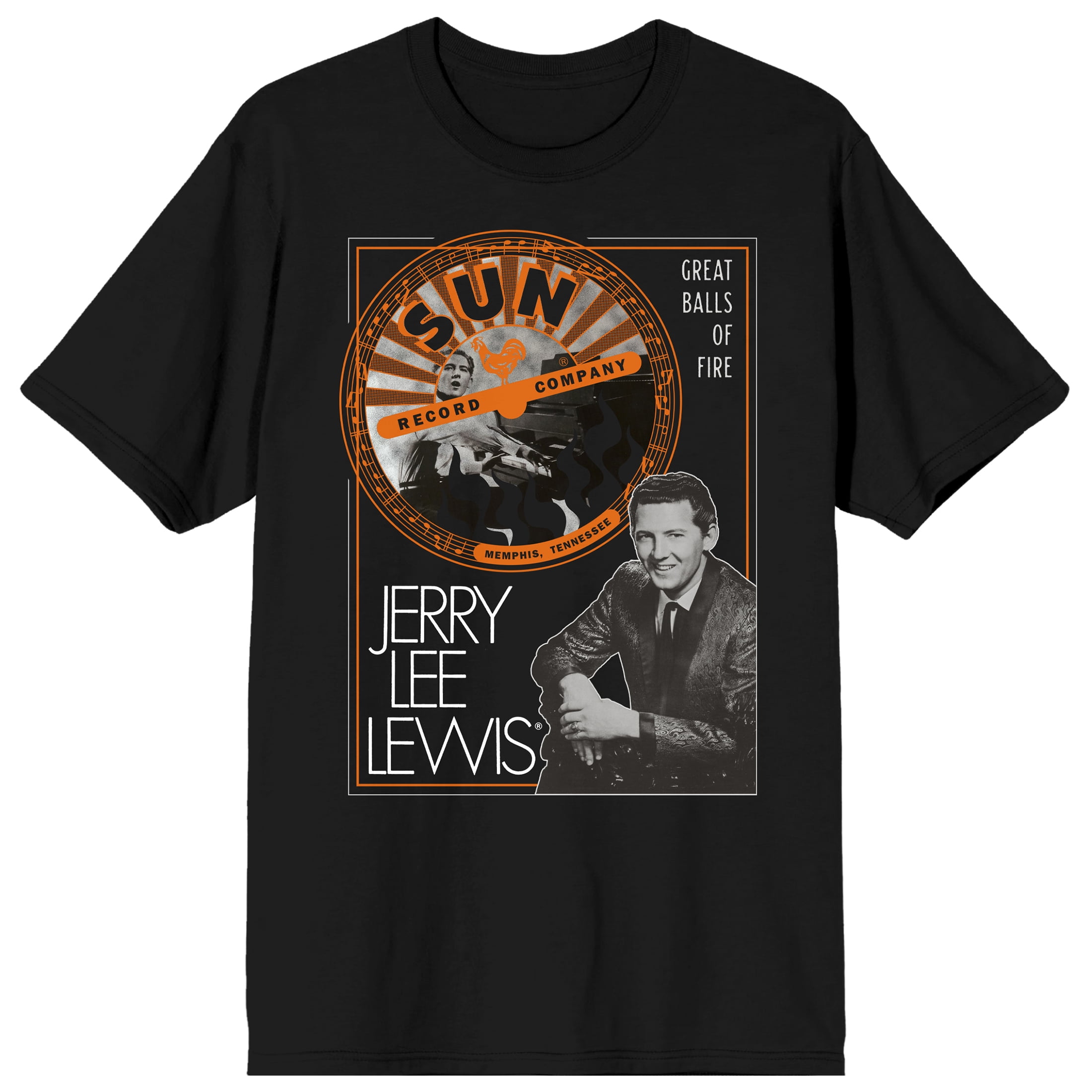 Sun Records Great Balls Of Fire Crew Neck Short Sleeve Men's Black T ...