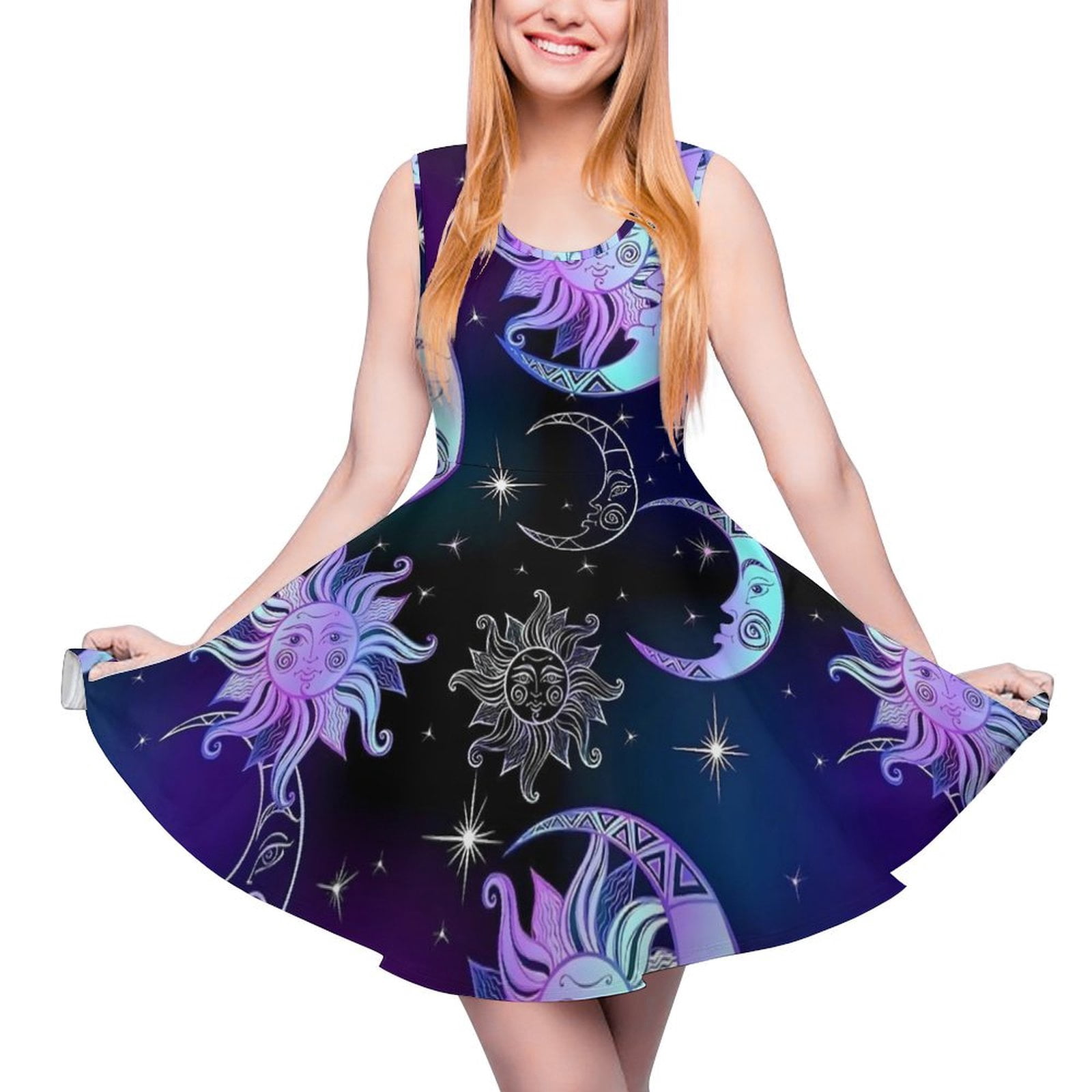 Sun Retro Print Dress High Waist Streetwear Dresses Spring Female ...