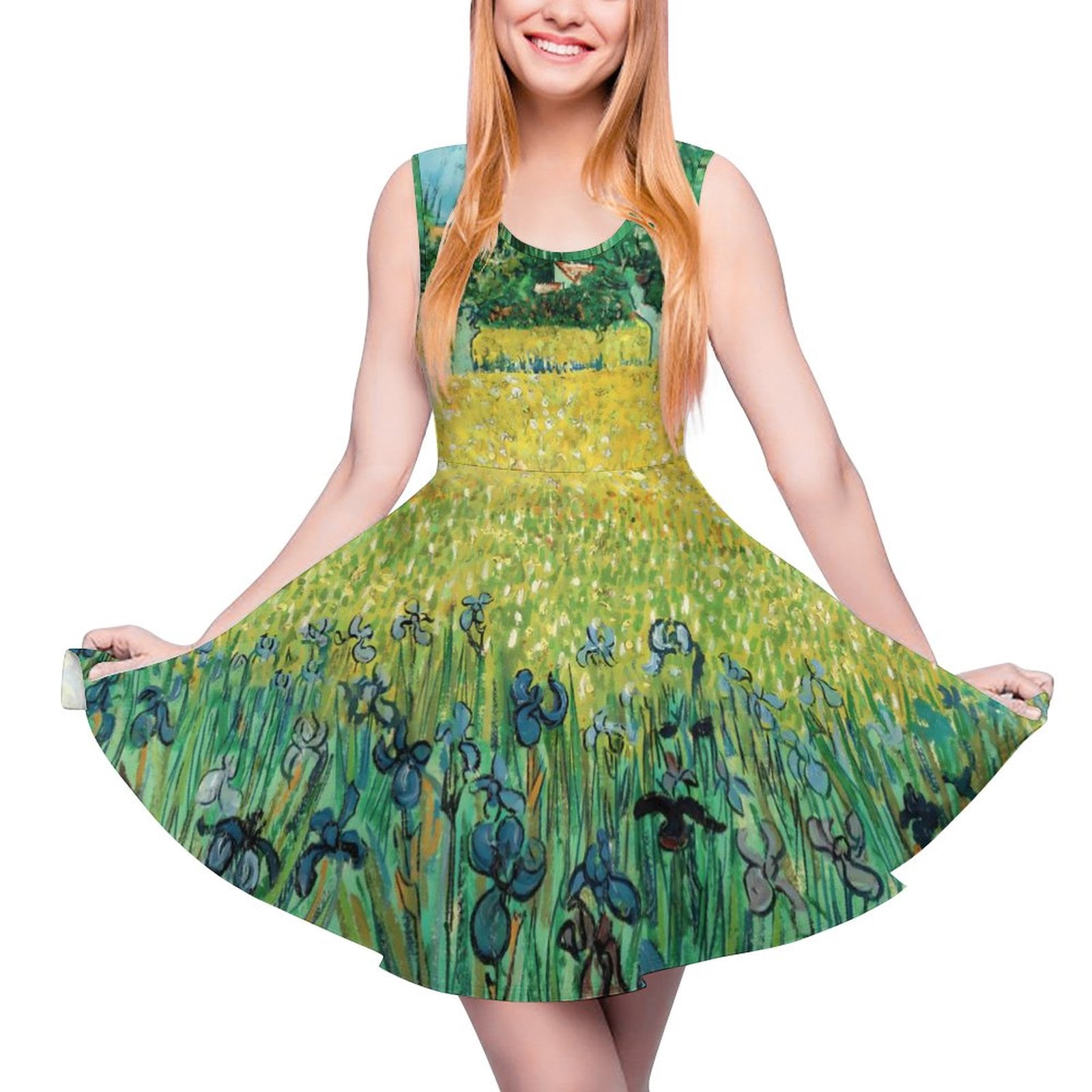 Sun Retro Print Dress High Waist Streetwear Dresses Spring Female ...