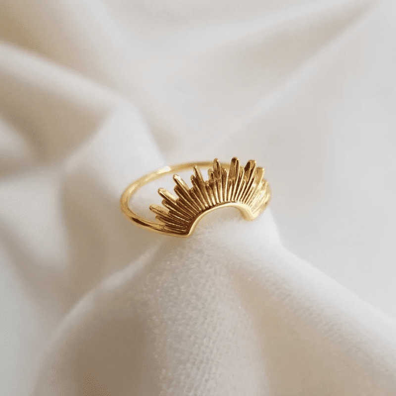 Sun Ring - Rising Sun Ring - 14k Yellow Gold Finish Dainty Ring - Spike ...