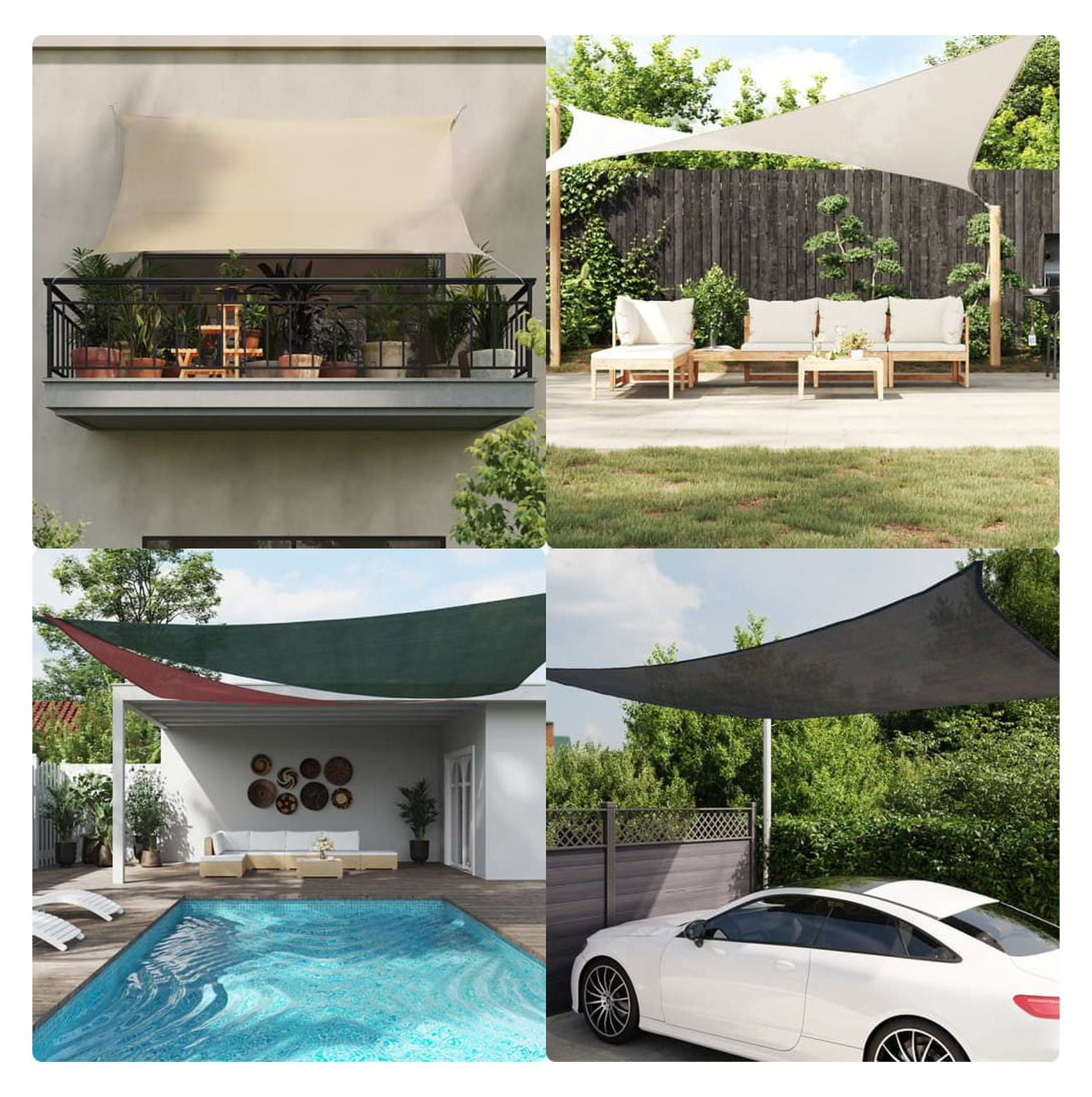 Sun Sail Cream HDPE Large Sun Sail Triangular Contemporary - Walmart.com