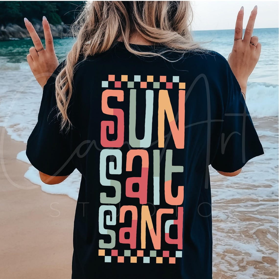 Sun Salt Sand shirt, Retro Summer Sublimation Design, Beach Vibes shirt, Groovy Beach Sayings ...