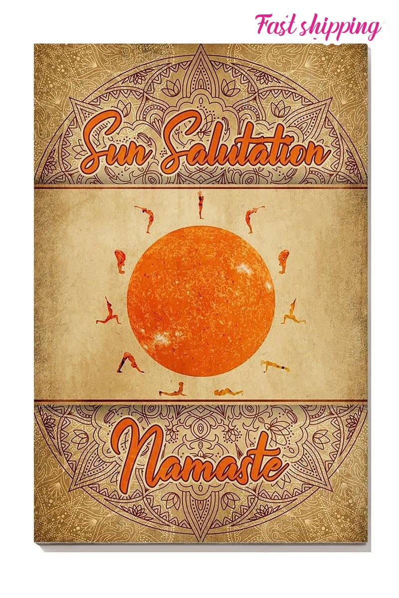 Sun Salutation Namaste Yoga Poses For Yoga Studio poster Wall Art ...