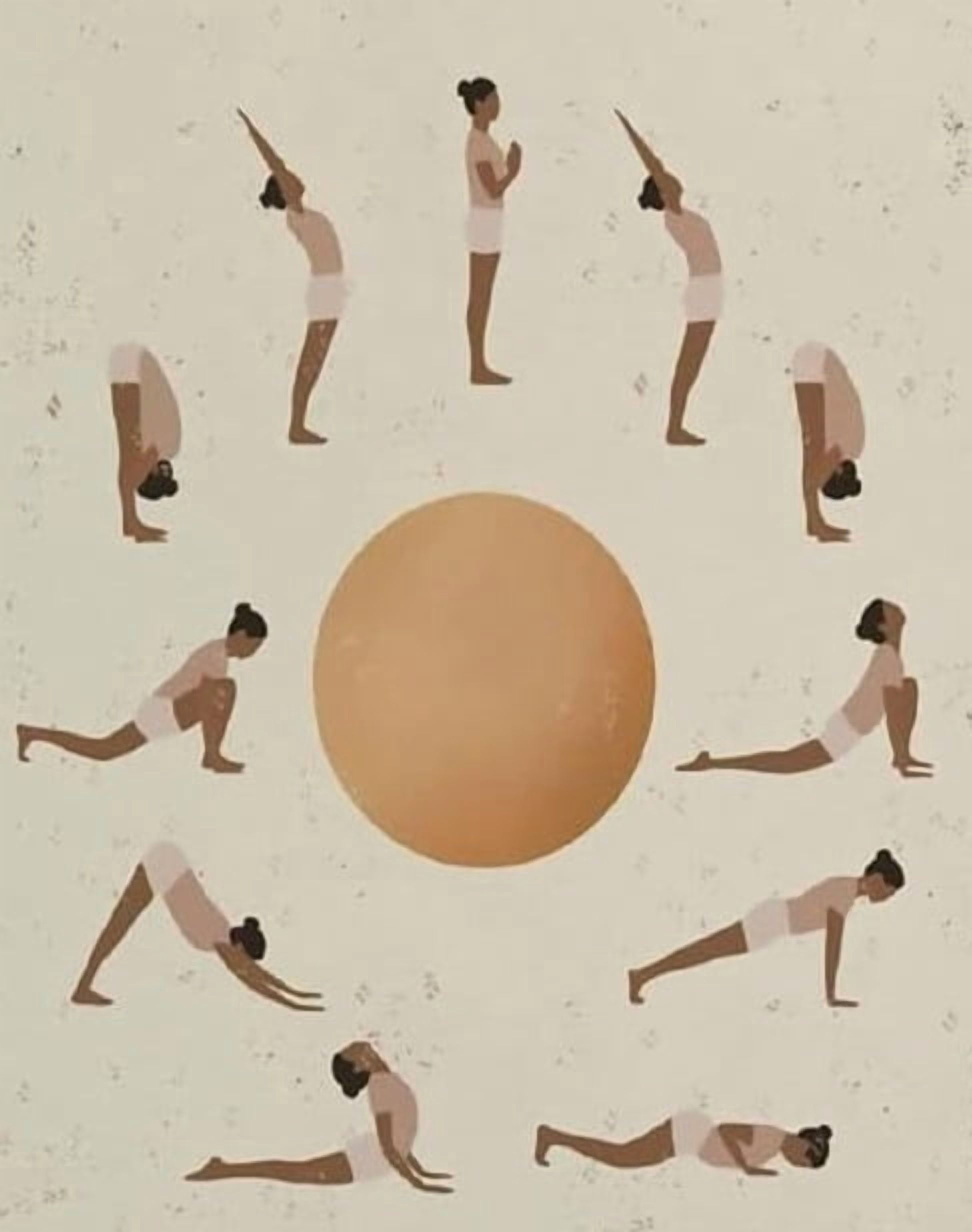 Sun Salutation Yoga Poses Modern Vintage Wall Art poster for Office ...