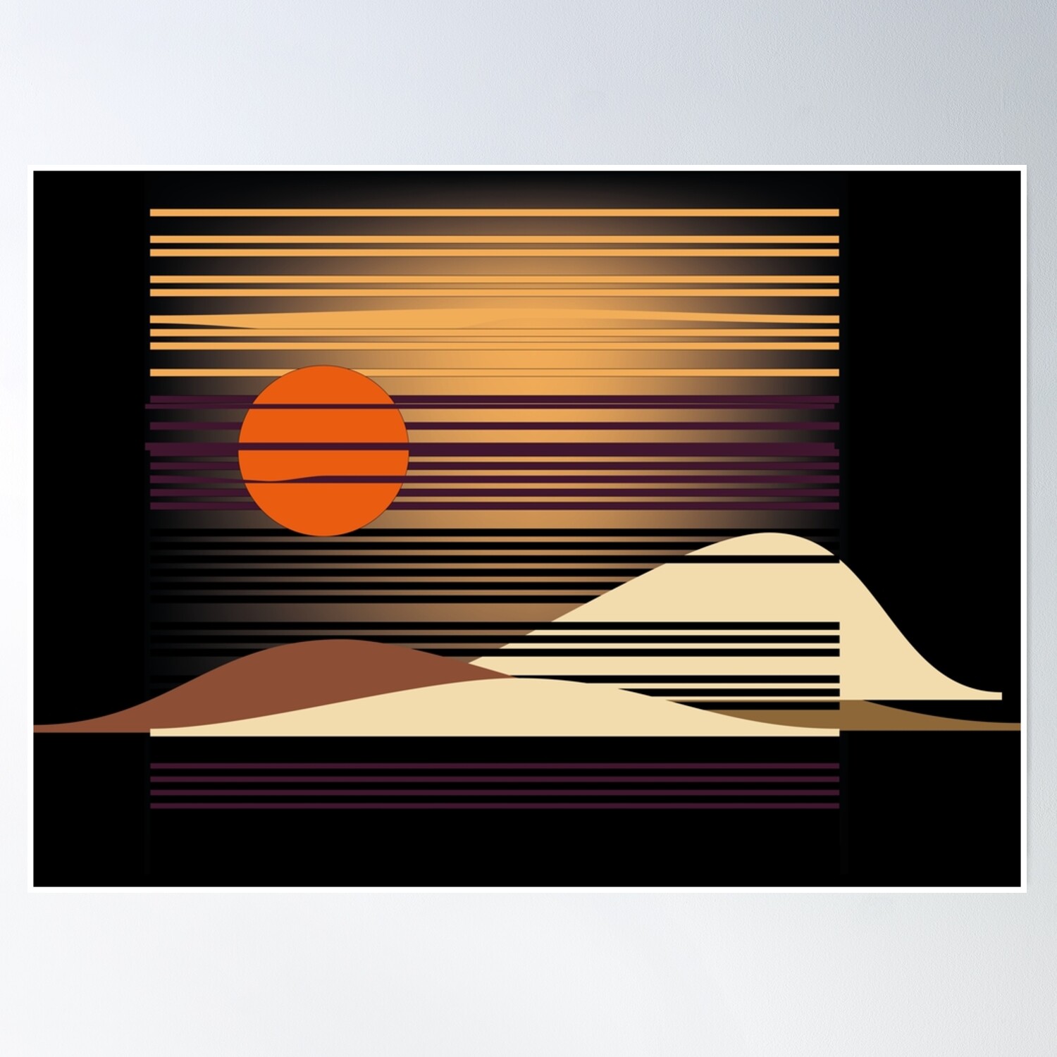 Sun Setting Over The Dunes Poster Wall Art, Modern Wall Decor, 12x18 ...