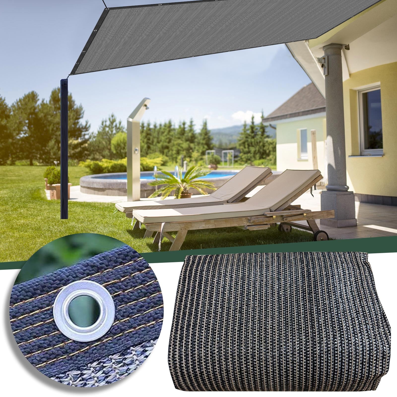 Sun Shade Outdoor Rectangle, Sun Protection Canopy, Swimming Pool Shade ...