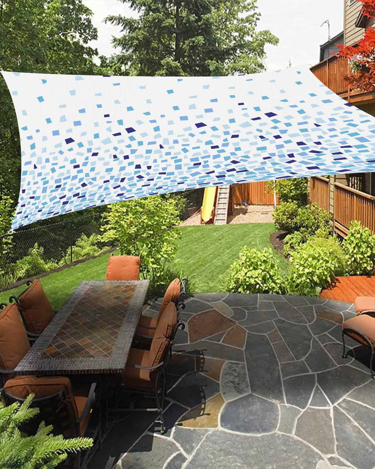 Sun Shade Sail 12x16Ft Blue Gradient Geometic Pattern Uv Block Sunshade ...