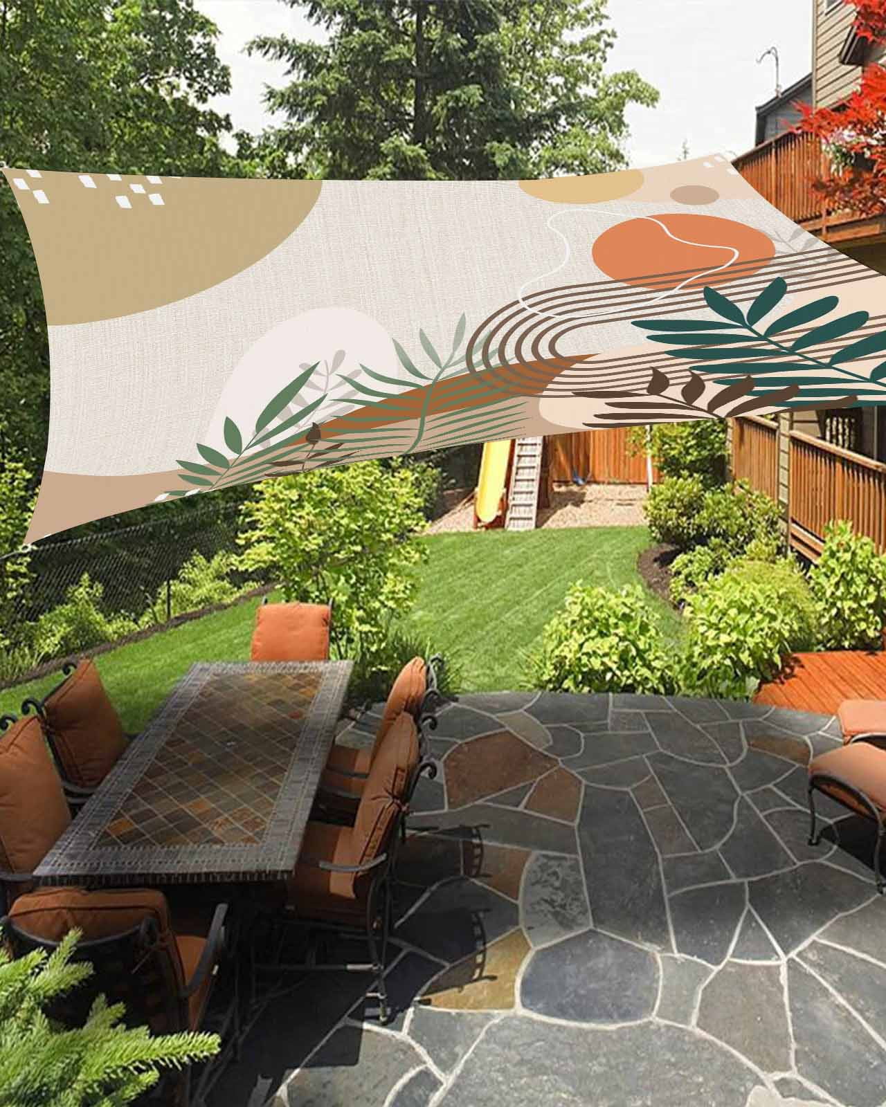 Sun Shade Sail 12x16Ft Boho Abstract Leaf Plant Bohemian Geometric ...