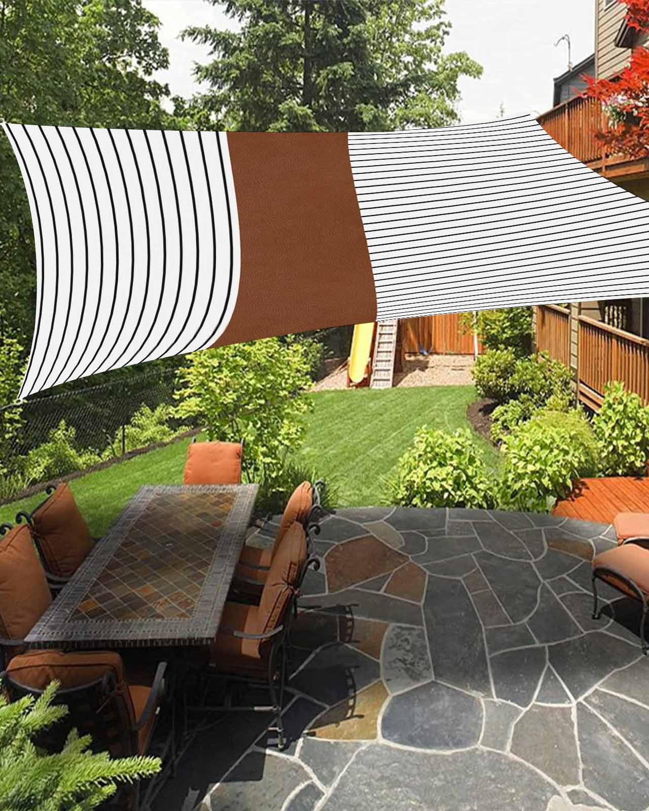 Sun Shade Sail 12x16Ft Boho Brown Leather Texture Striped Tribal ...