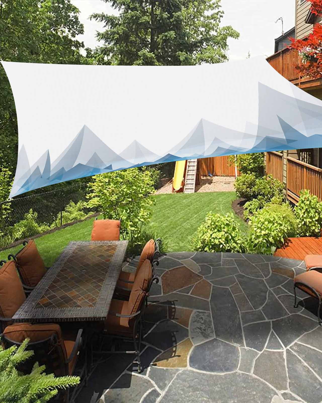 Sun Shade Sail 12x16Ft Cartoon Abstract Mountains Blue Gradient Uv ...