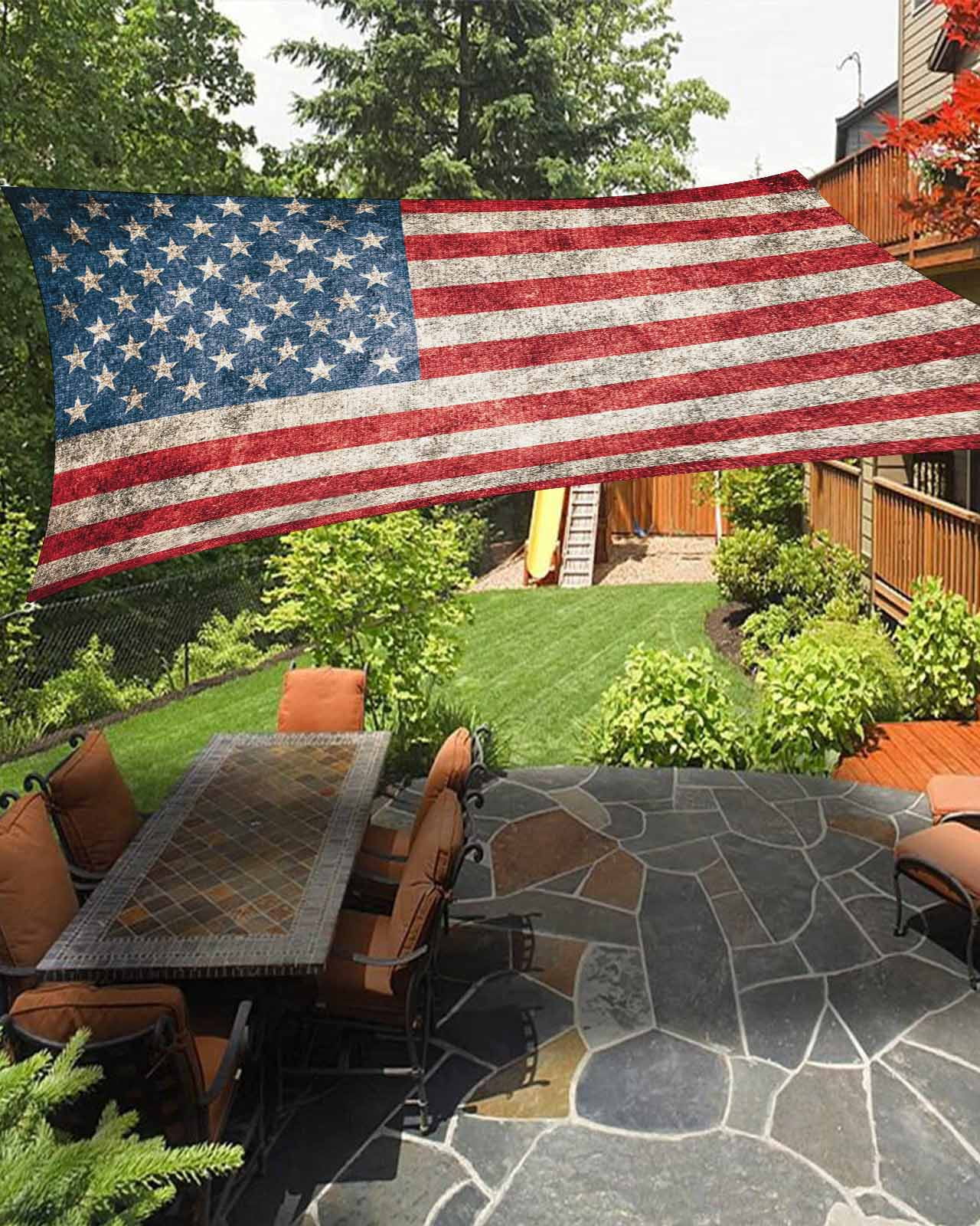 Sun Shade Sail 12x16Ft Independence Day Vintage Mottled American Flag ...