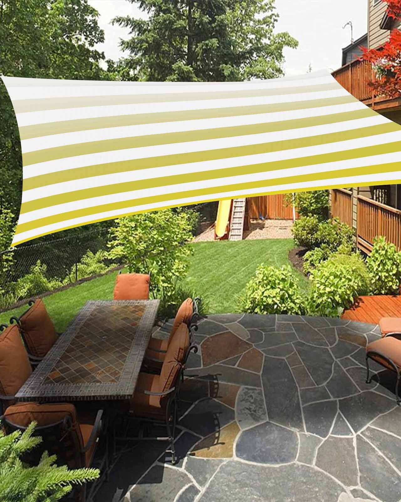 Sun Shade Sail 12x16Ft Light Yellow Stripe Gradient Uv Block Sunshade ...