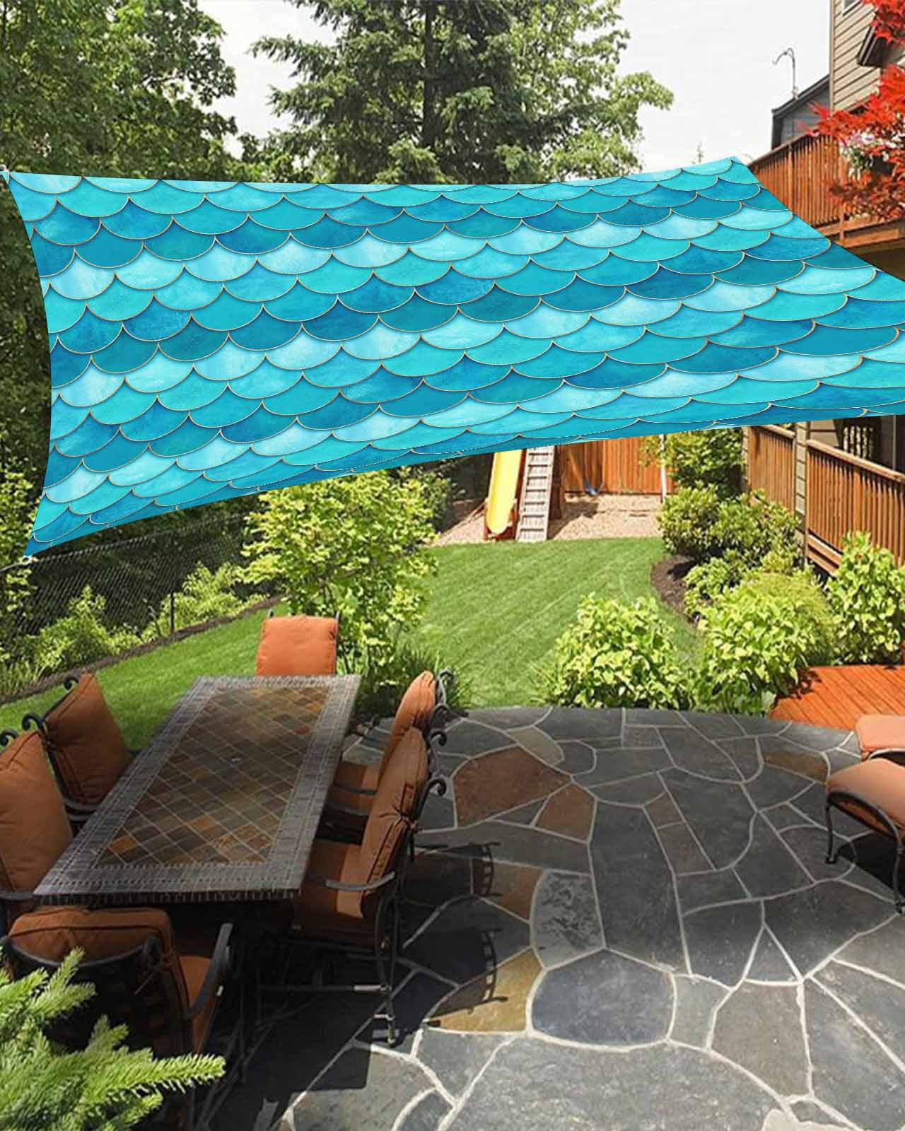 Sun Shade Sail 12x16Ft Mermaid Scales Aqua Gardient Uv Block Sunshade ...