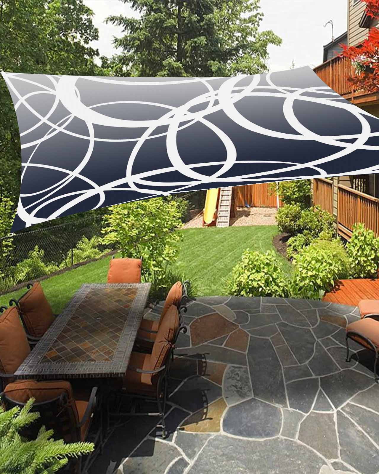 Sun Shade Sail 12x16Ft Navy Blue Grey Modern Art Geometric Circles ...