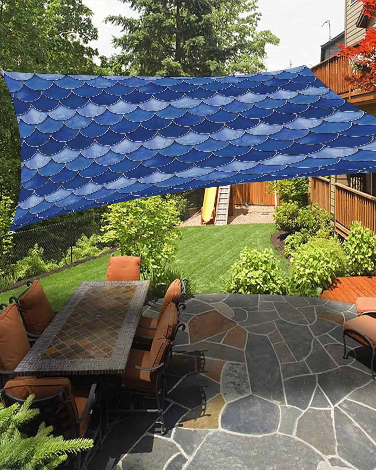 Sun Shade Sail 12x16Ft Navy Blue Ombre Fish Scale Uv Block Sunshade Canopy Outdoor Shade Cover ...