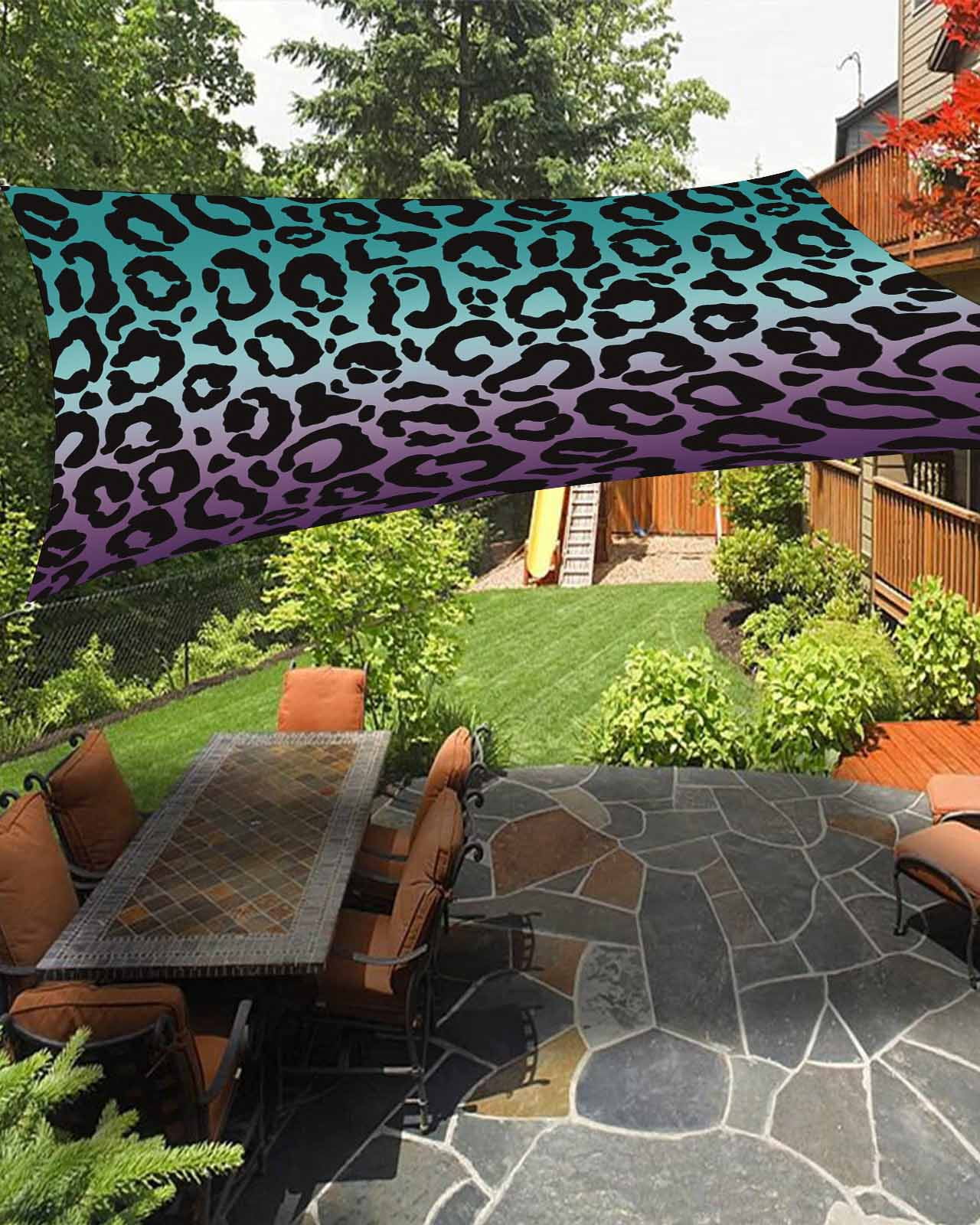 Sun Shade Sail 12x16Ft Ombre Leopard Print Turquoise to Purple Gradient ...