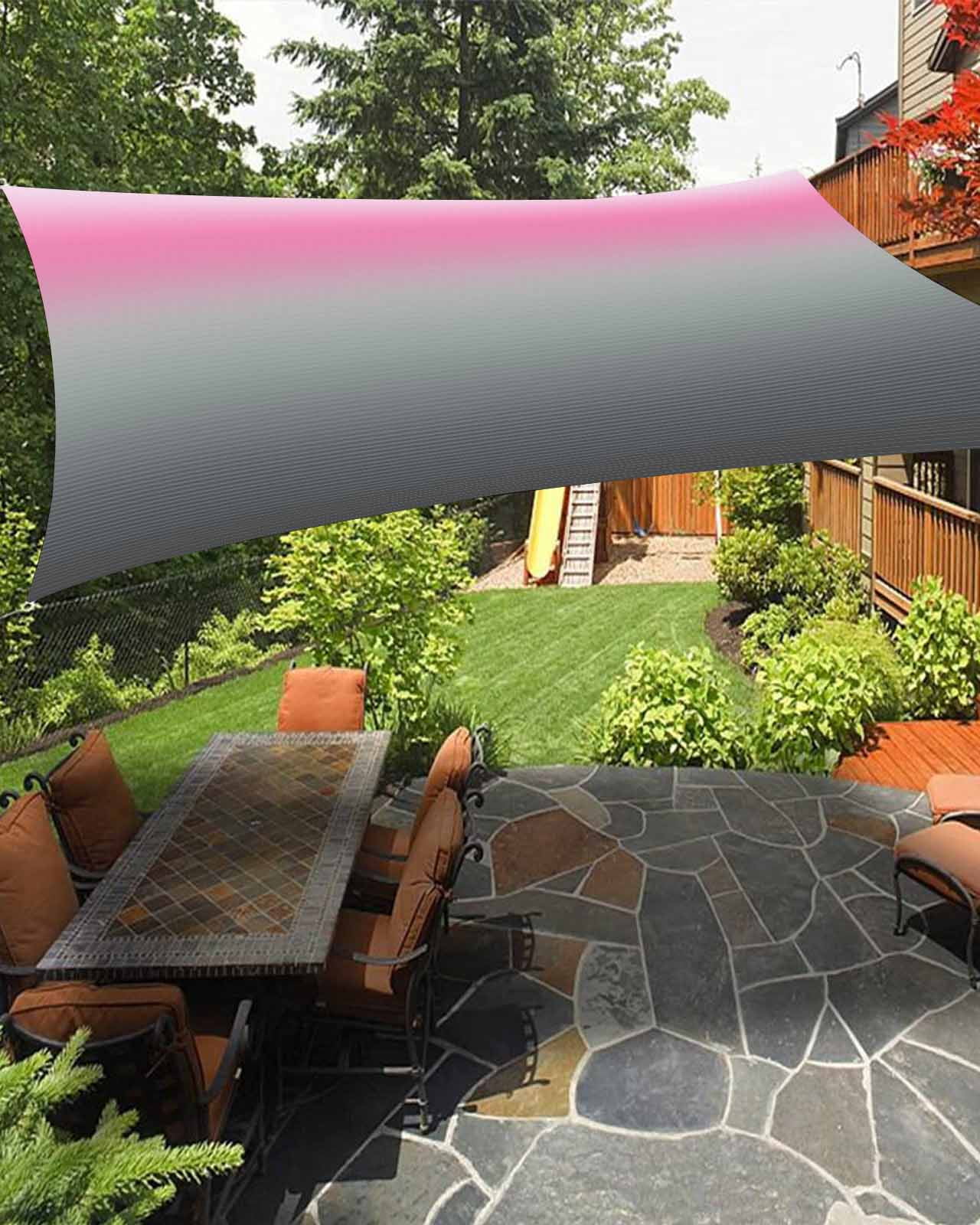 Sun Shade Sail 12x16Ft Pink Grey Stripe Gradient Uv Block Sunshade ...
