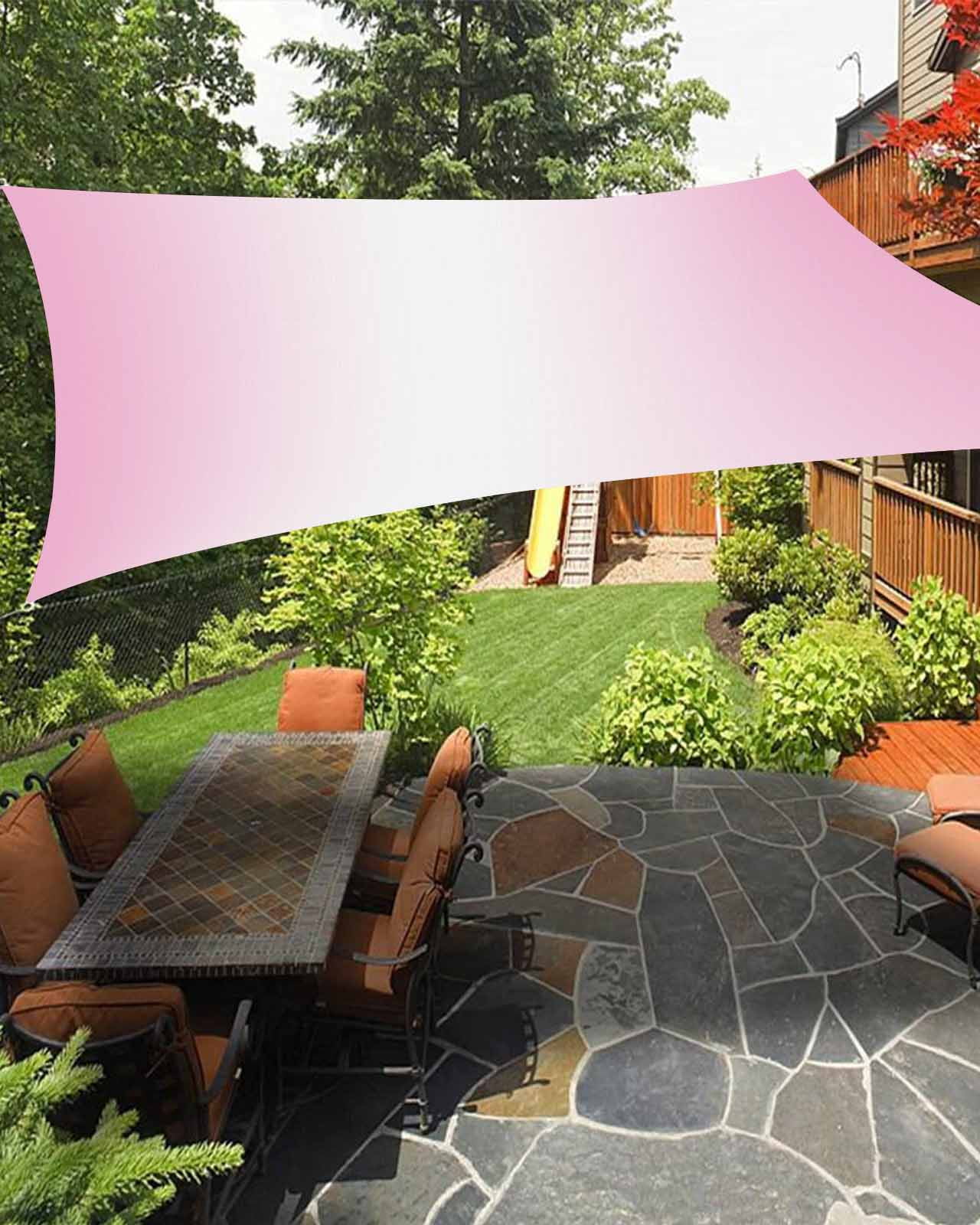 Sun Shade Sail 12x16Ft Pink and White Gradient Uv Block Sunshade Canopy ...