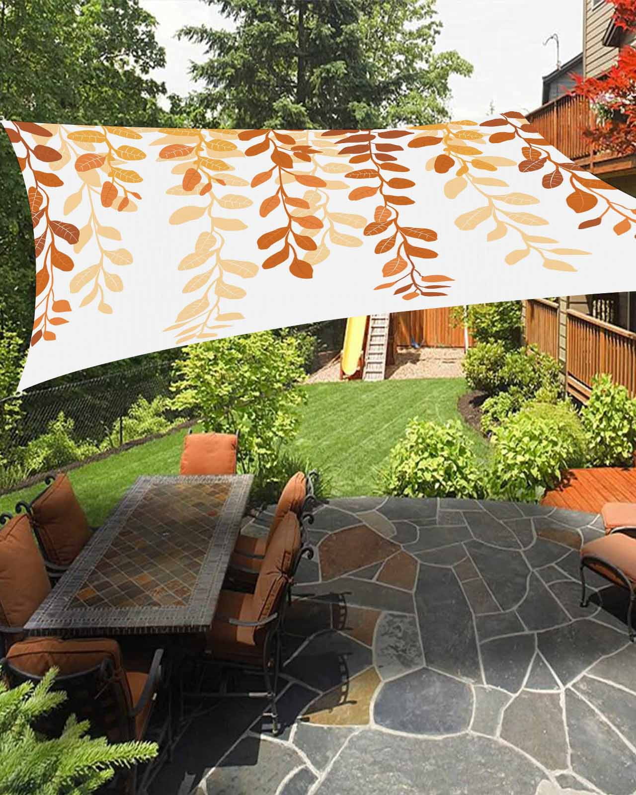 Sun Shade Sail 12x16Ft Plant Leaves Green Gradient Orange Turmeric Uv ...