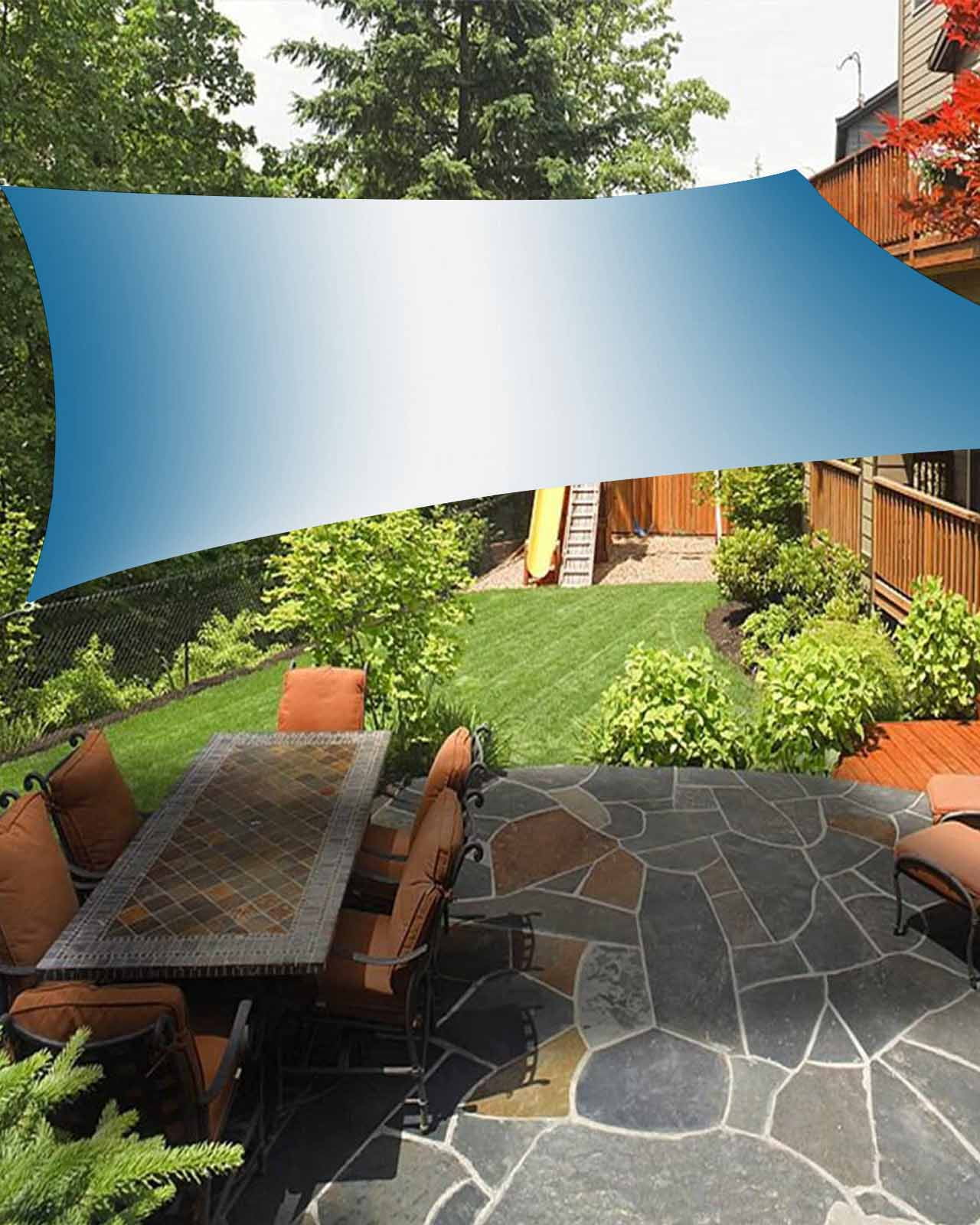 Sun Shade Sail 14x18Ft Blue and White Gradient Uv Block Sunshade Canopy ...