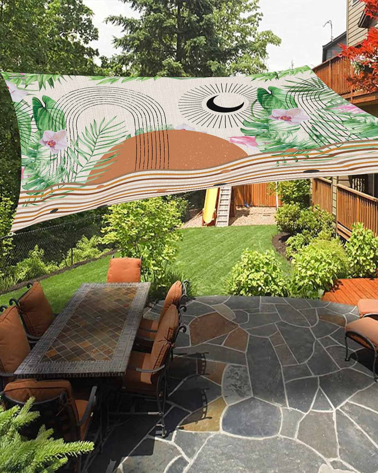Sun Shade Sail 14x18Ft Boho Abstract Geometric Lines Brown Ripples ...