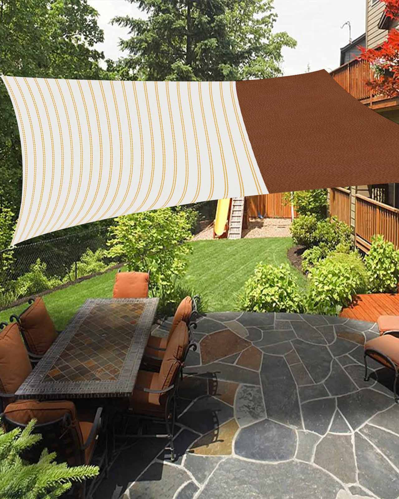 Sun Shade Sail 14x18Ft Boho Brown Leather Texture Striped Tribal ...