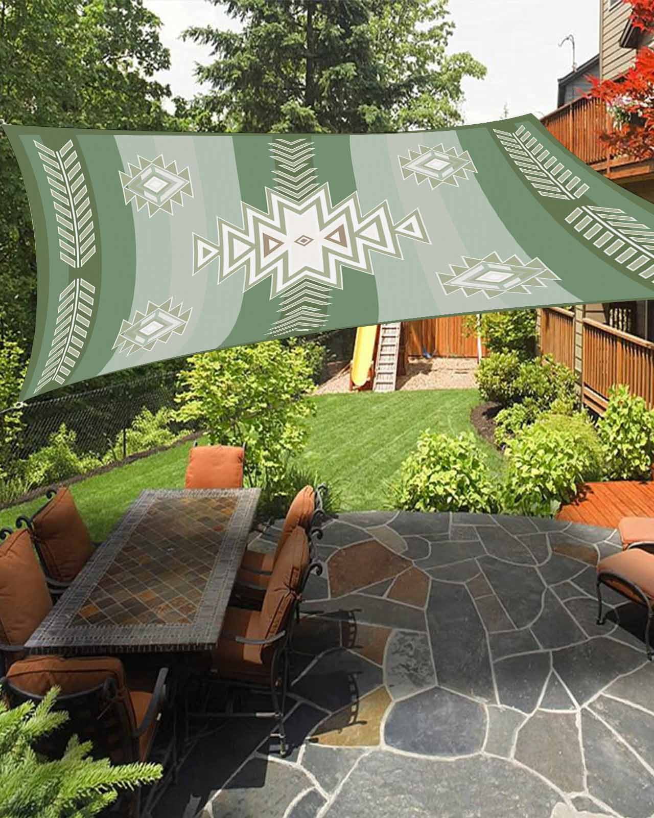 Sun Shade Sail 14x18Ft Boho Moroccan Sage Green Gradient Striped ...