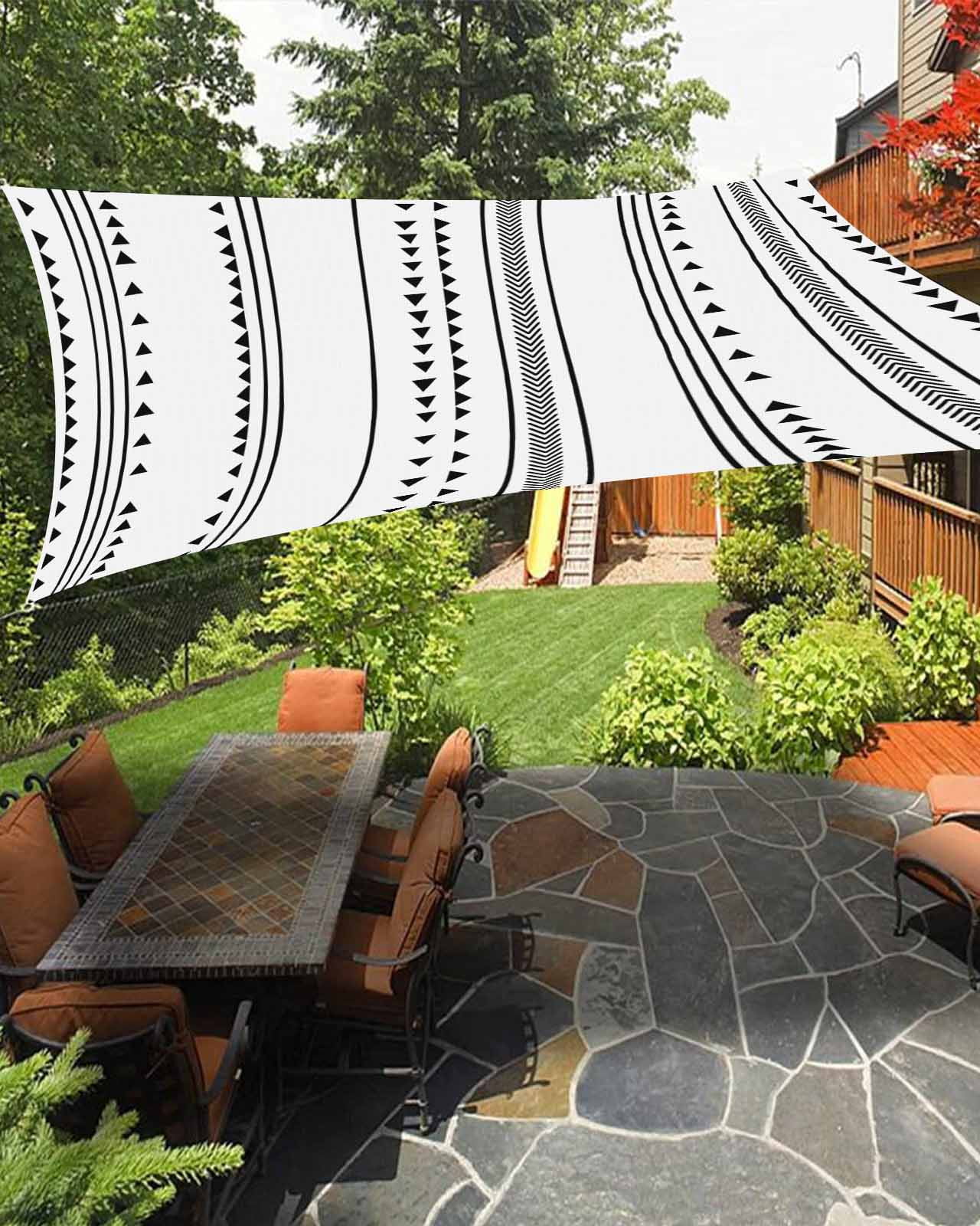 Sun Shade Sail 14x18Ft Boho Style Geometric Stripe Triangle Pattern ...