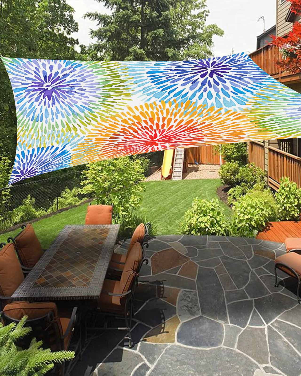 Sun Shade Sail 14x18Ft Boho Watercolor Floral Summer Uv Block Sunshade ...
