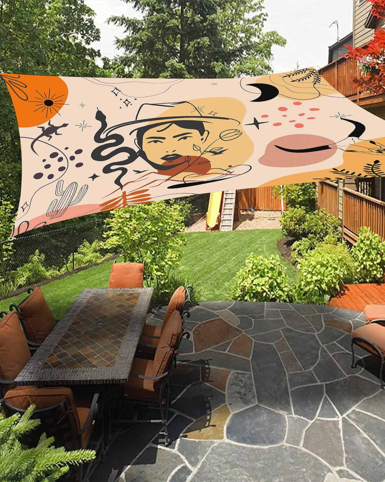 Sun Shade Sail 14x18Ft Boho Western Cowboy and Desert Cactus Uv Block ...