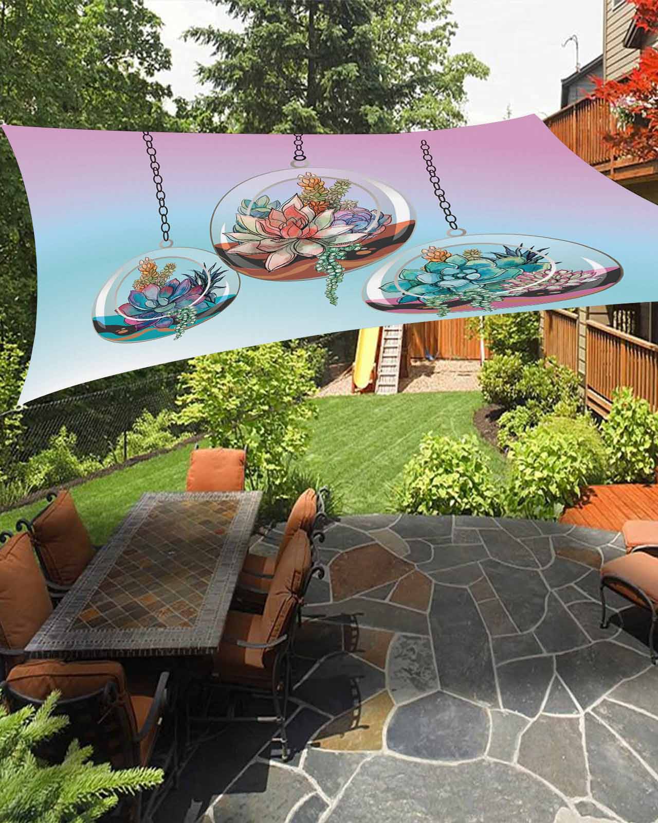 Sun Shade Sail 14x18Ft Cactus Succulents in Glass Ball Uv Block ...
