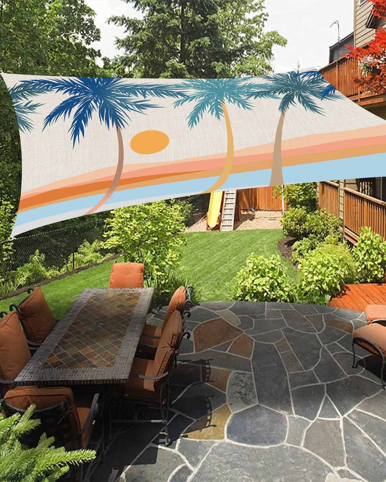 Sun Shade Sail 14x18Ft Linen Bohemian Summer Coconut Trees Uv Block ...