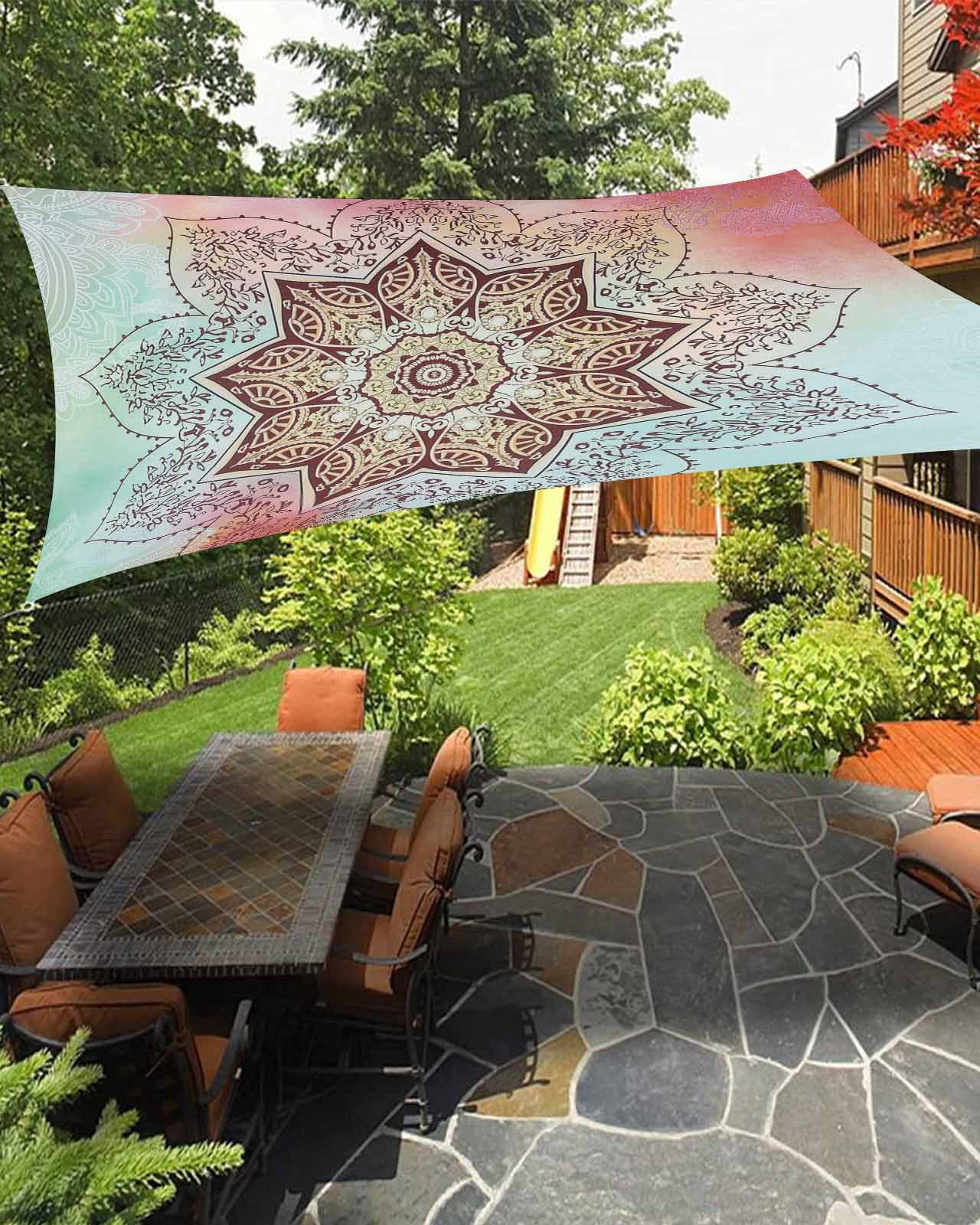 Sun Shade Sail 14x18Ft Mandala Gradient Floral Pattern Uv Block ...