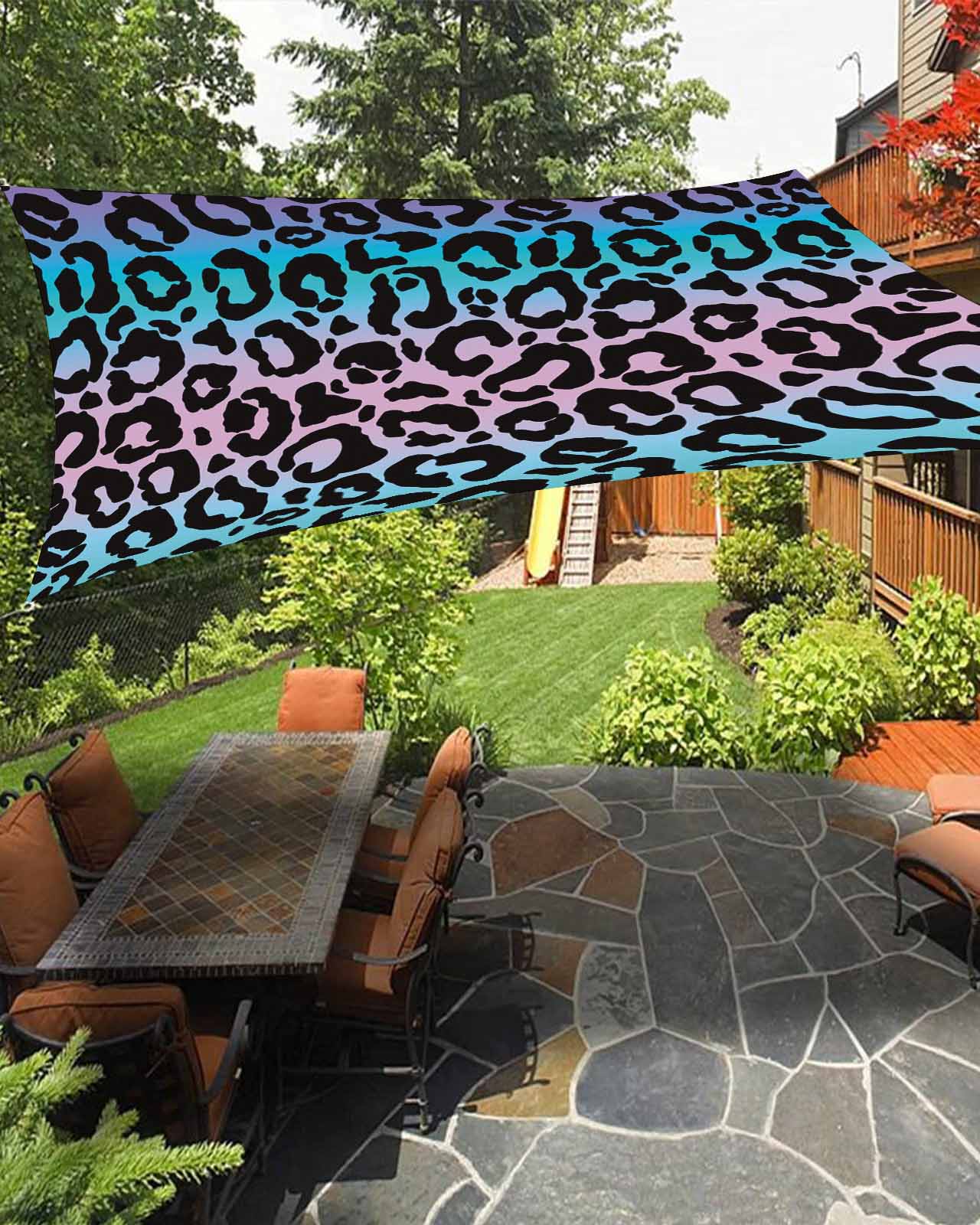 Sun Shade Sail 14x18Ft Ombre Leopard Print Colored Gradient Uv Block ...