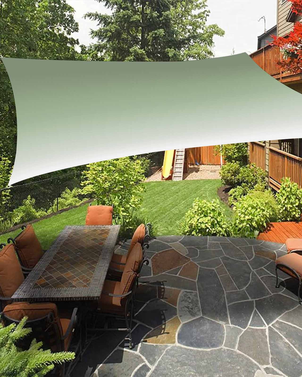 Sun Shade Sail 14x18Ft Sage Green and White Ombre Color Gradient Uv ...
